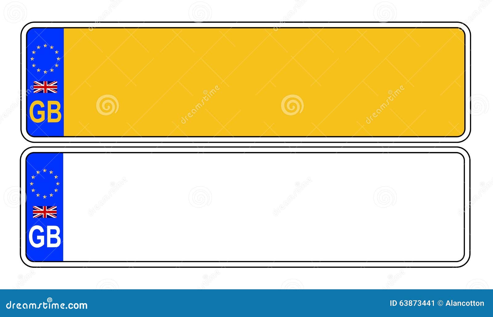 UK Front and Back Number Plate Stock Illustration - Illustration of ...