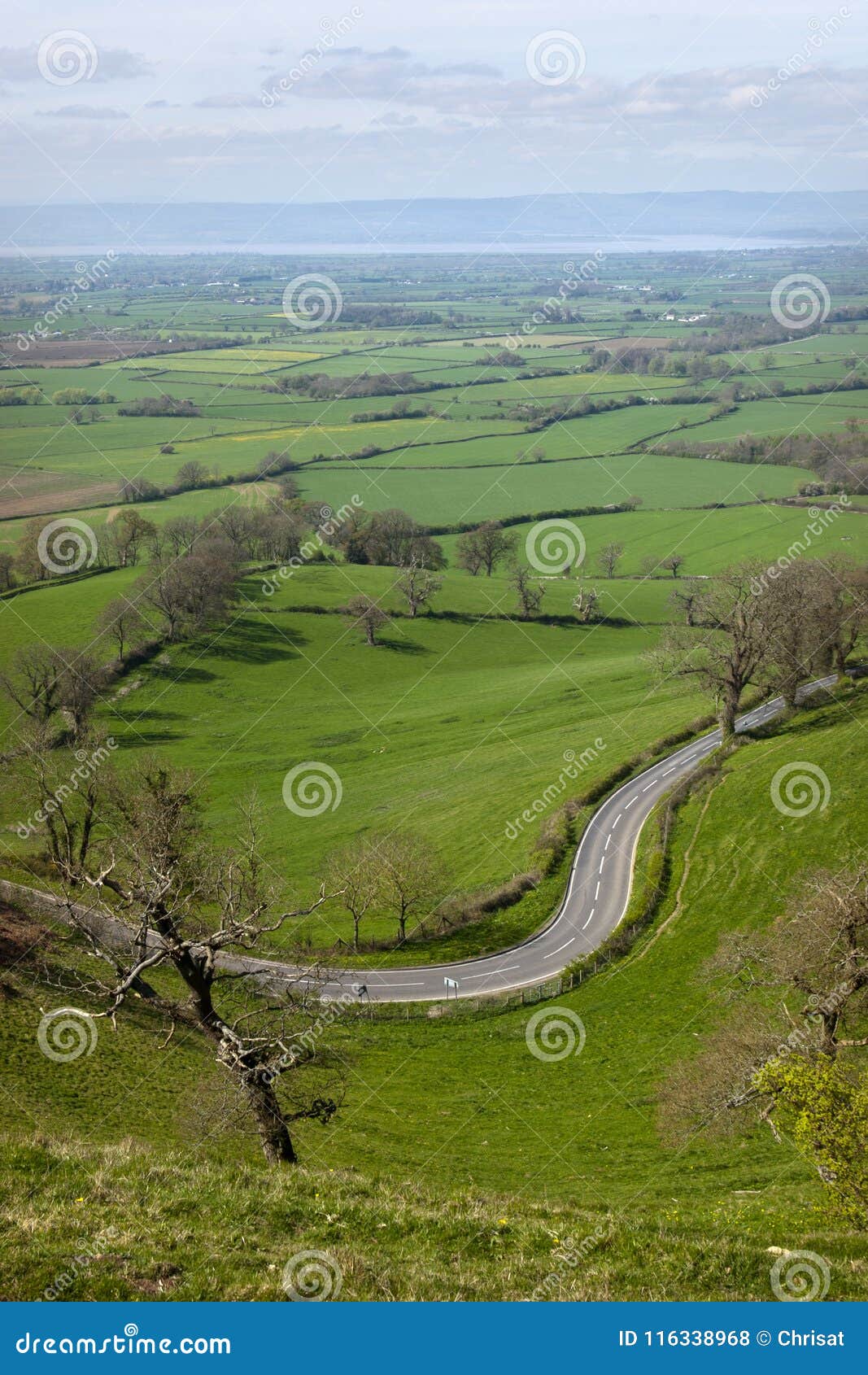 UK, Gloucestershire, Coaley Peak Viewpoint, Winding Road Stock Photo ...