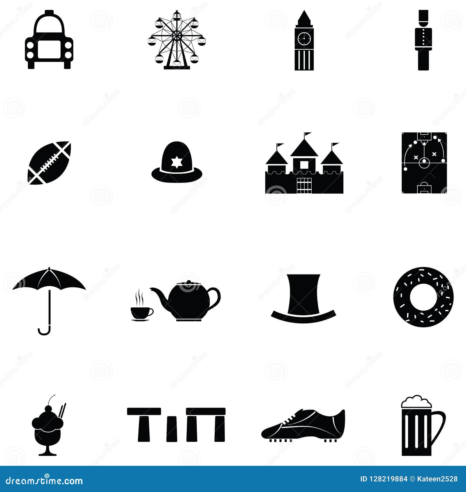 Uk icon set stock vector. Illustration of isolated, taxi - 128219884