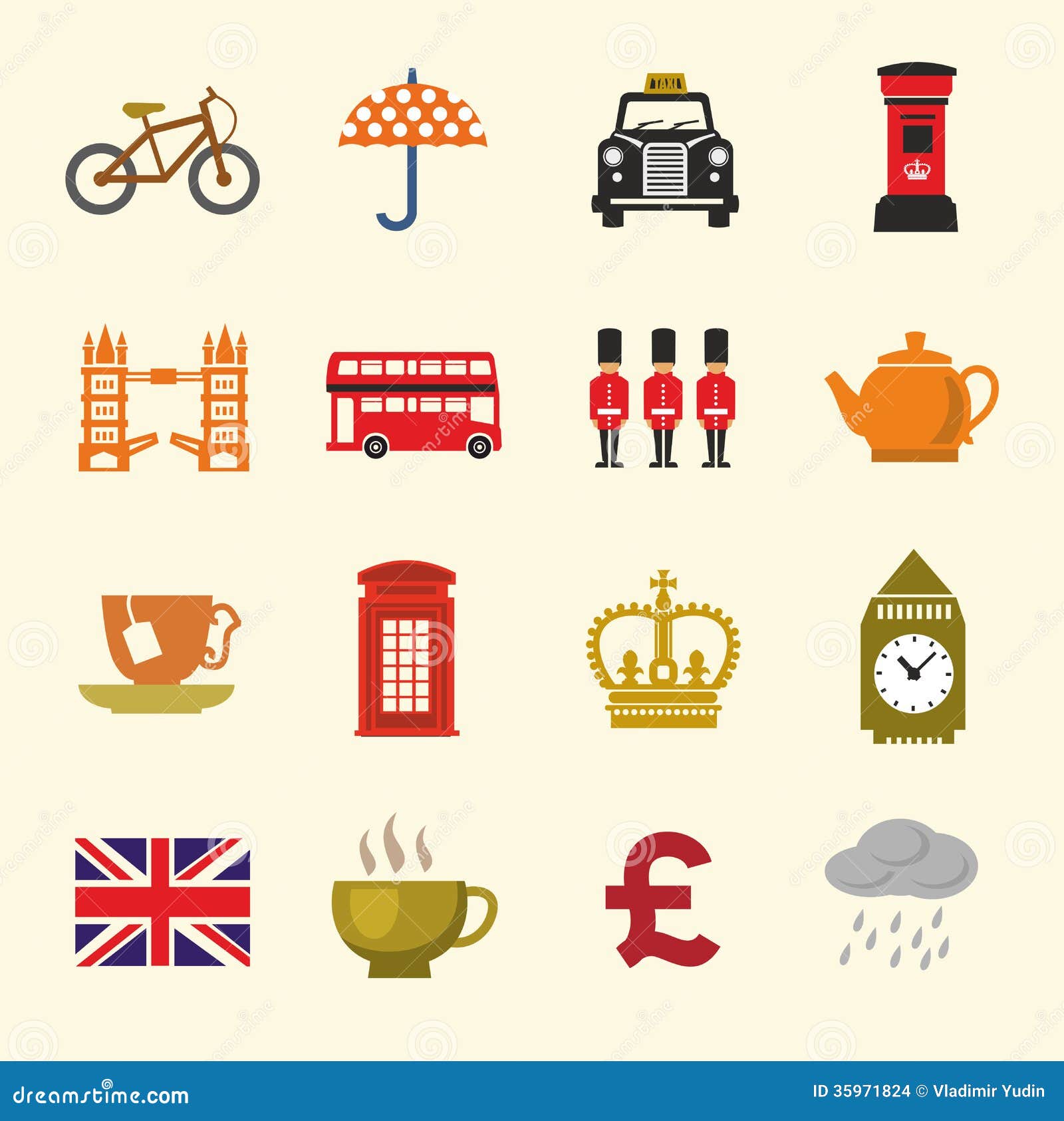 Uk icon set stock vector. Illustration of english, british - 35971824