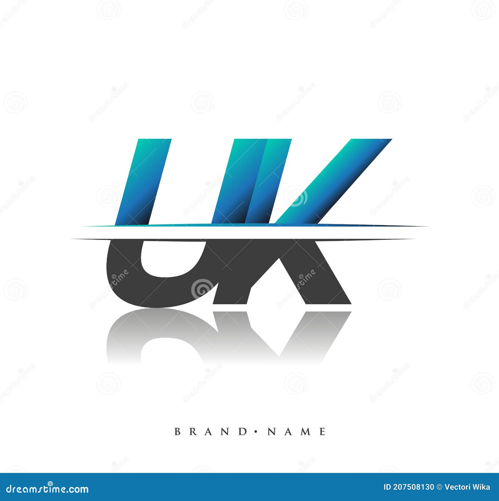 UK Initial Logo Company Name Colored Black and Blue, Simple and Modern ...