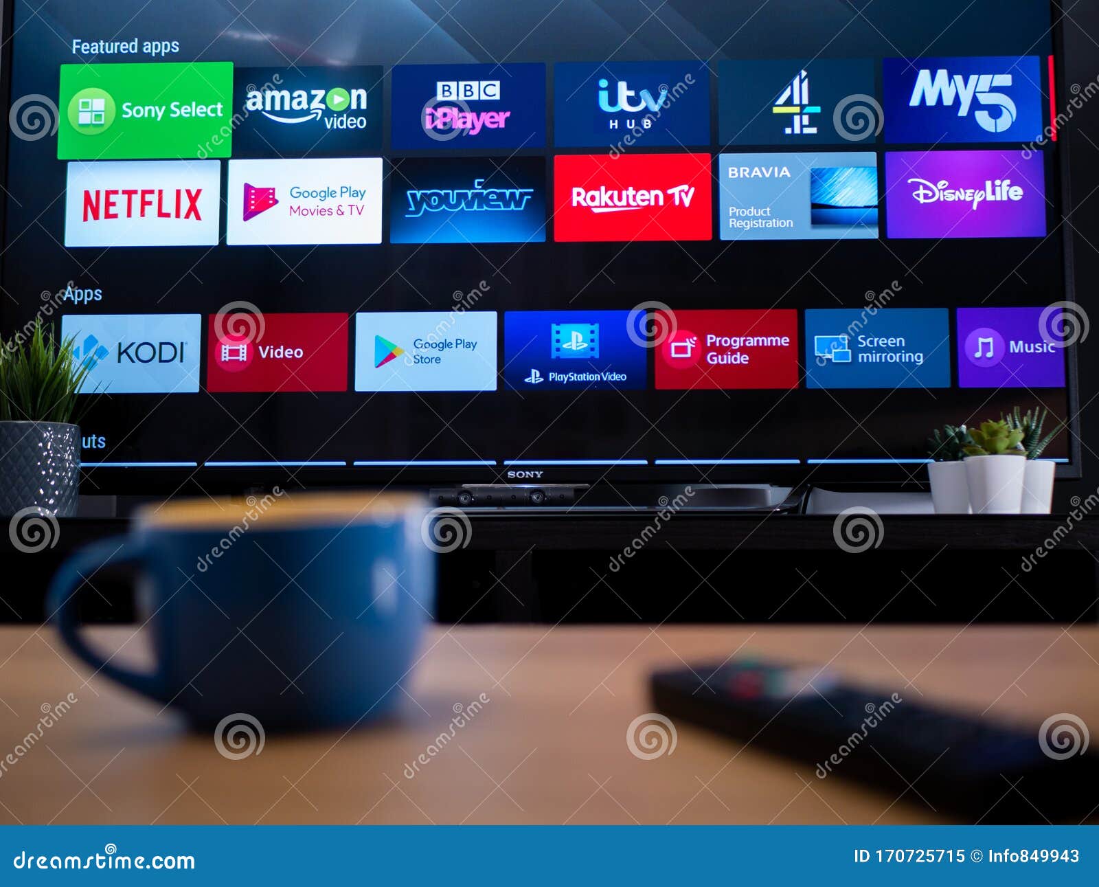 UK, Jan 2020: Smart TV Showing Featured Apps on Android Television ...