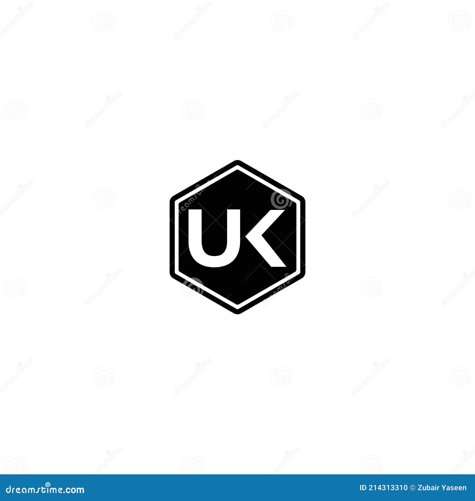 UK and KU U or K Initial Letters Hexagon Shape Mogogram Logo Design ...