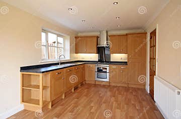UK Luxury Beech Style Kitchen Stock Photo - Image of appliances, doors ...