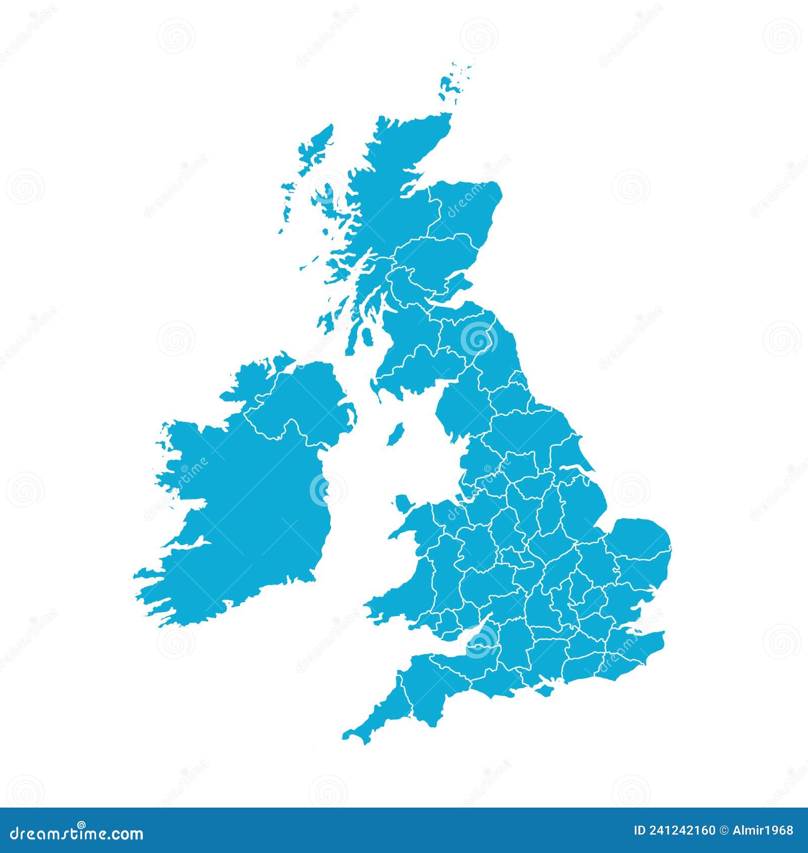 UK map in blue stock vector. Illustration of painting - 241242160