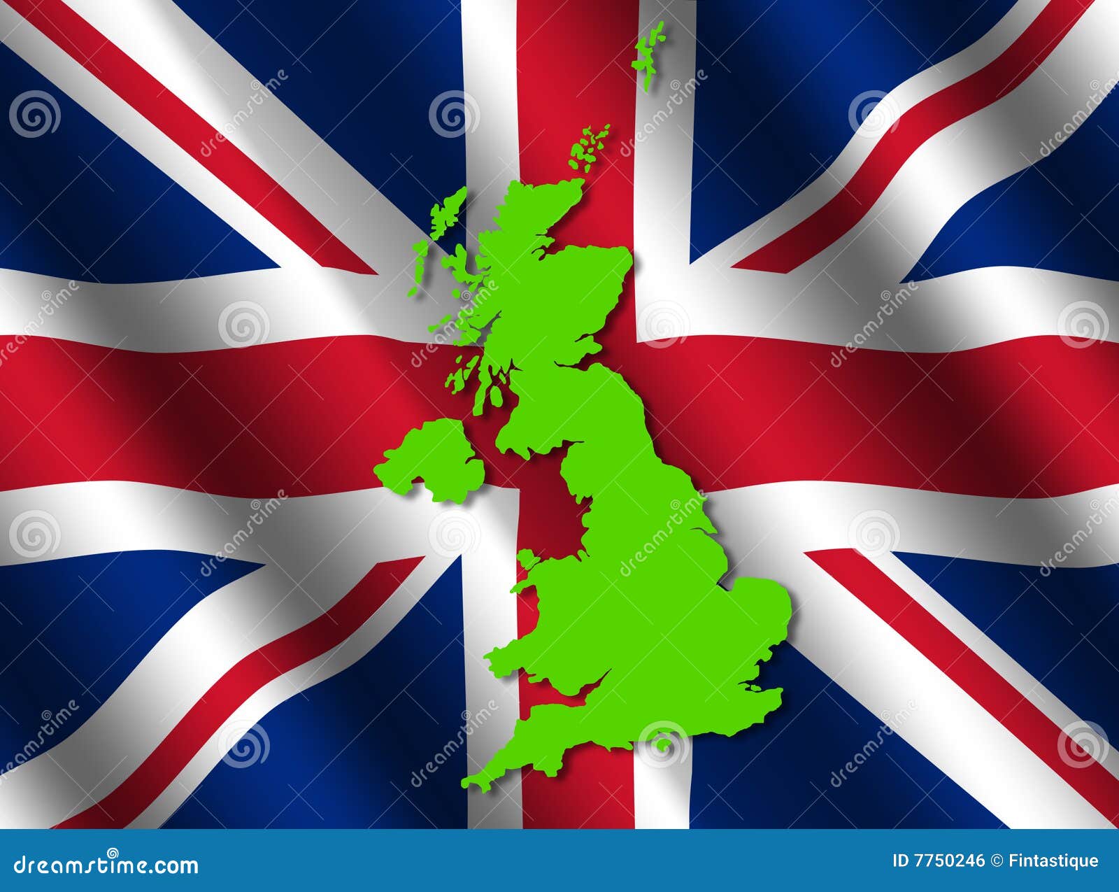 UK map on flag stock illustration. Illustration of country - 7750246