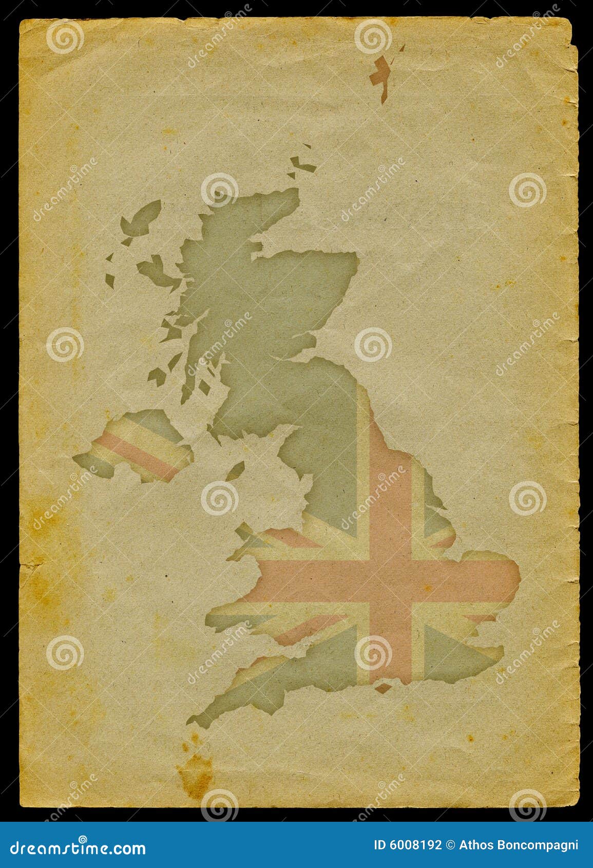 UK map on old paper I stock illustration. Illustration of union - 6008192