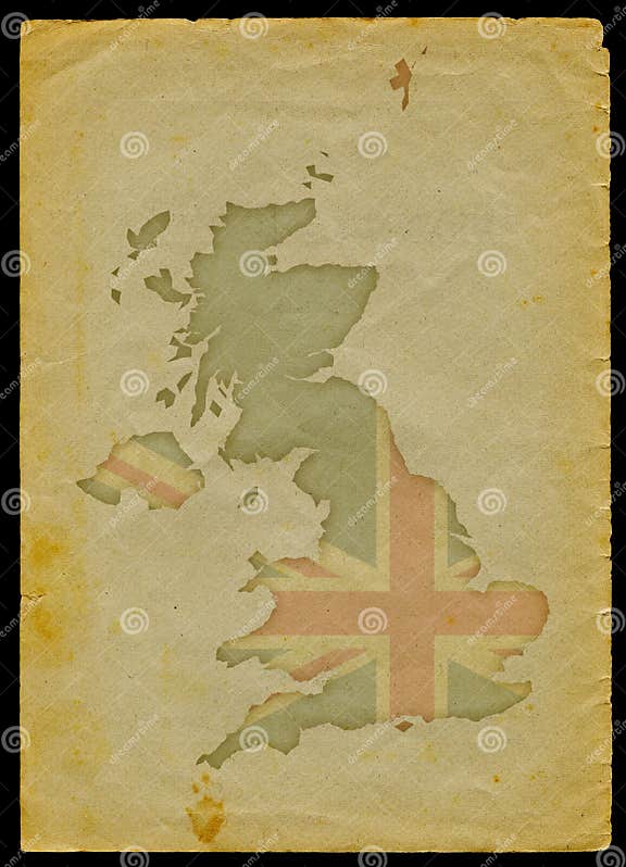 UK map on old paper I stock illustration. Illustration of union - 6008192