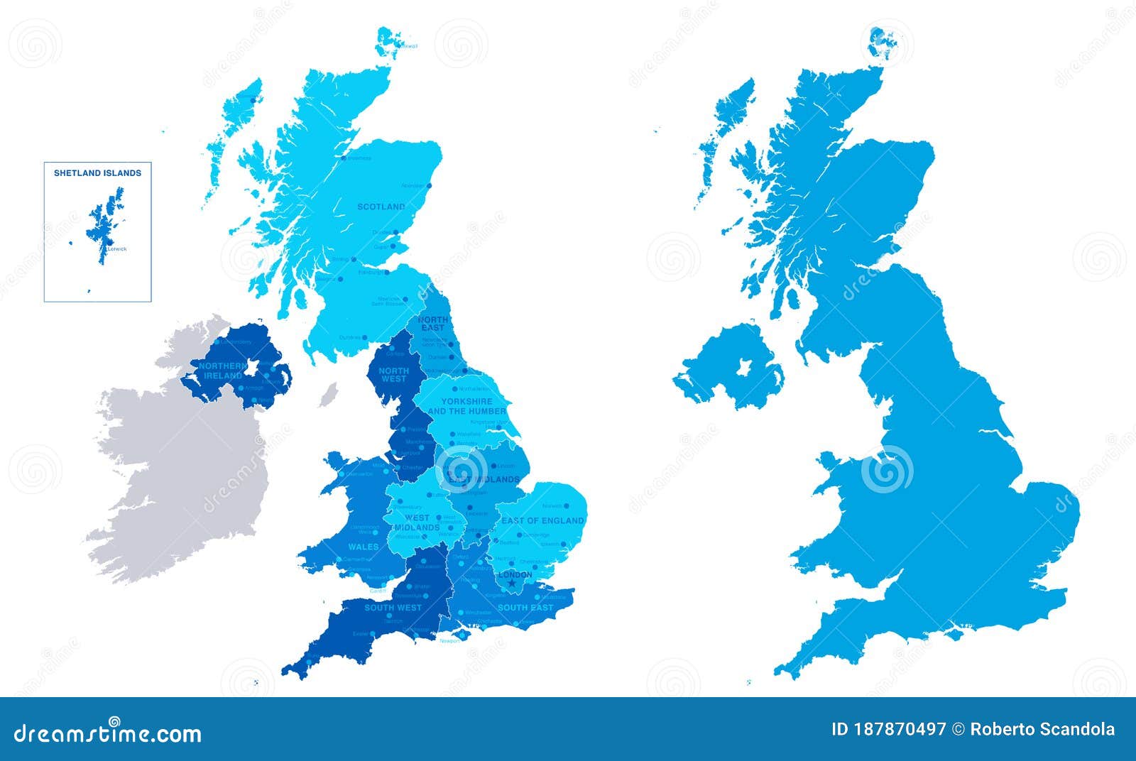 Vector Blue Map of the United Kingdom Stock Vector - Illustration of ...