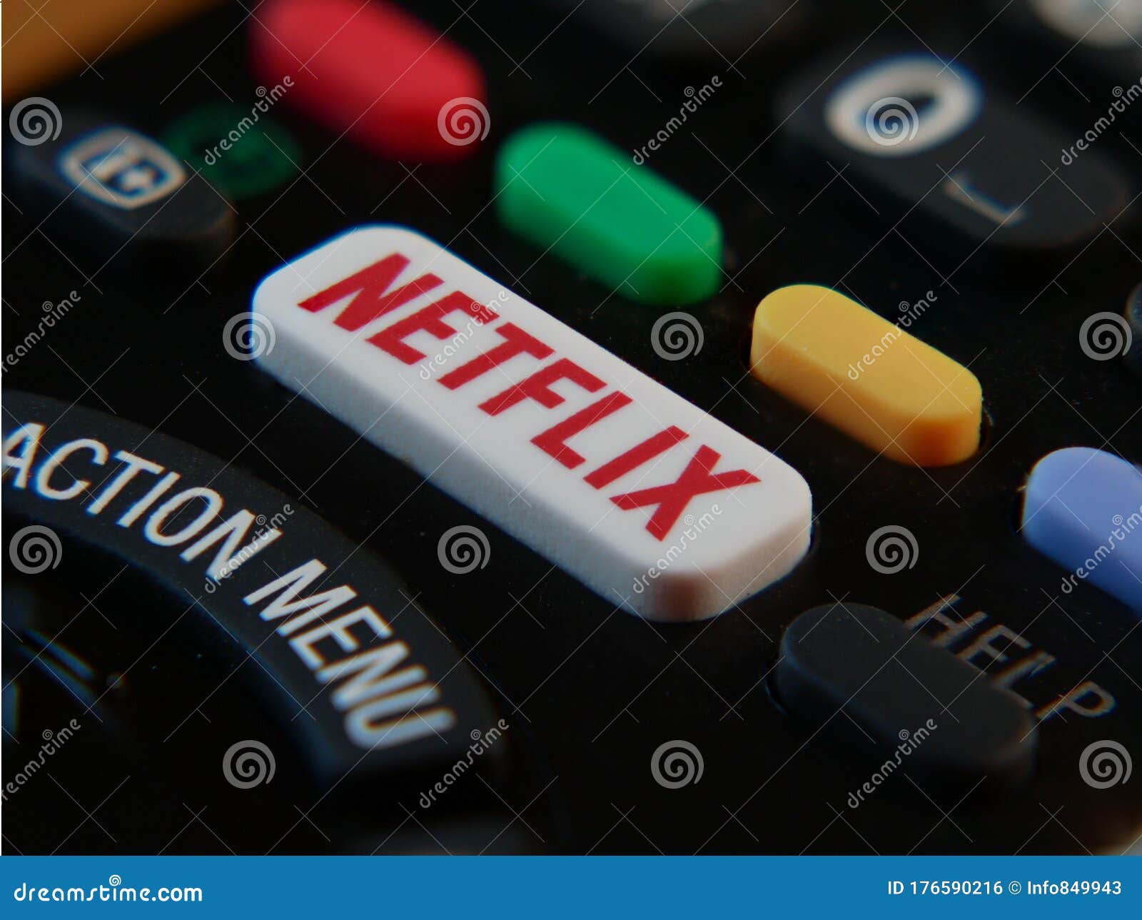 UK, March 2020: Close Up of Netflix Button on Remote Control Editorial ...