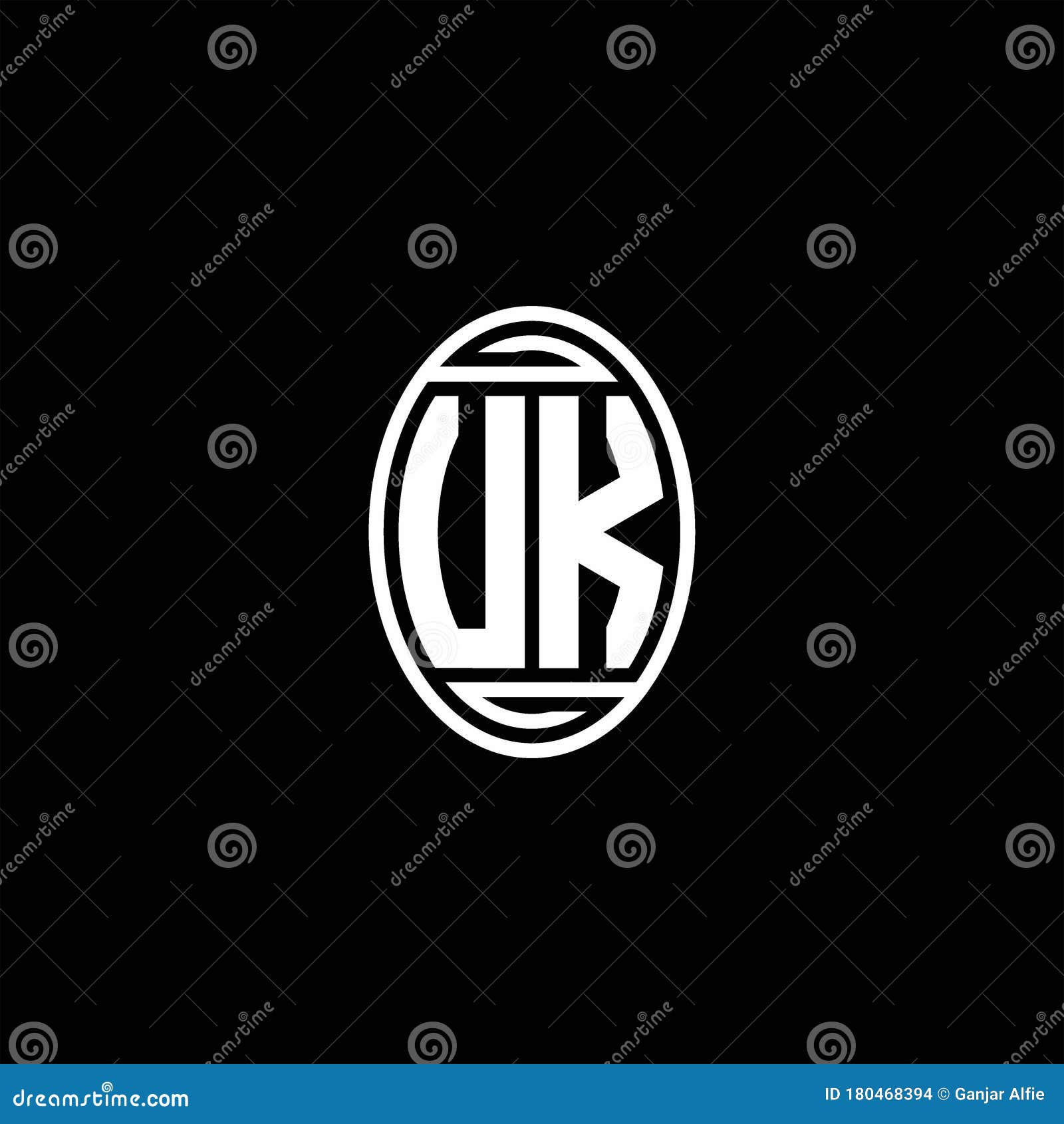 UK Monogram Logo Isolated on Oval Rotate Shape Stock Vector ...