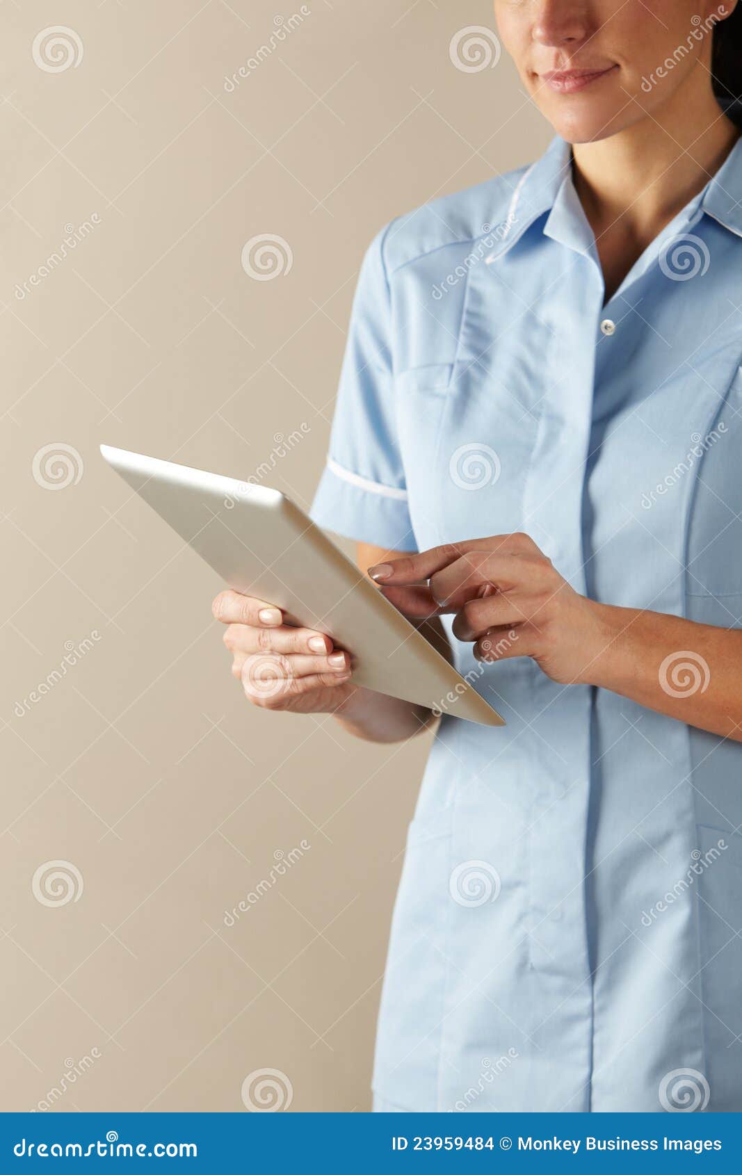 UK Nurse Using Computer Tablet Stock Photo - Image of technology ...