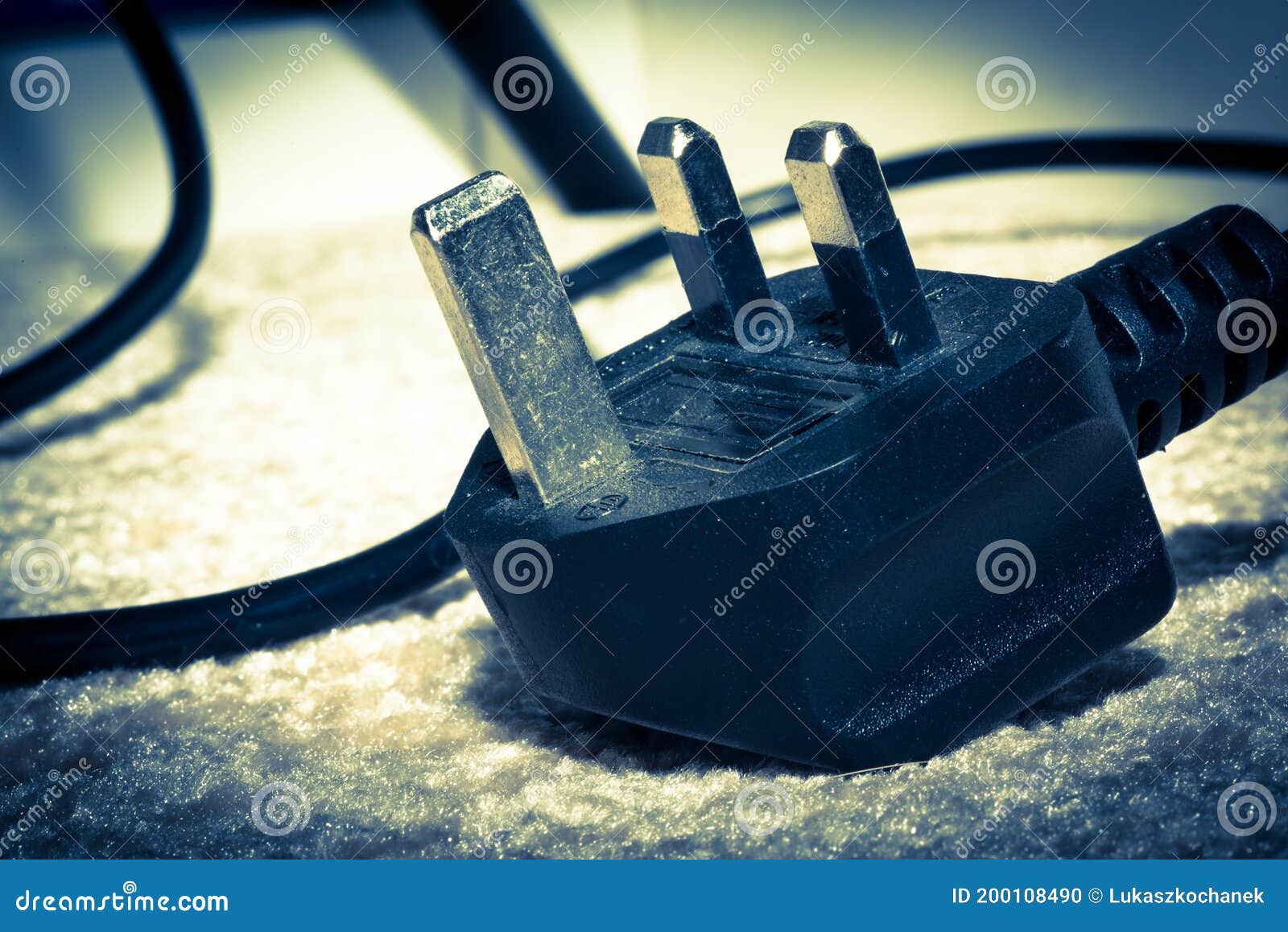 UK Power Plug Isolated on Dark Blue Background Stock Photo - Image of ...