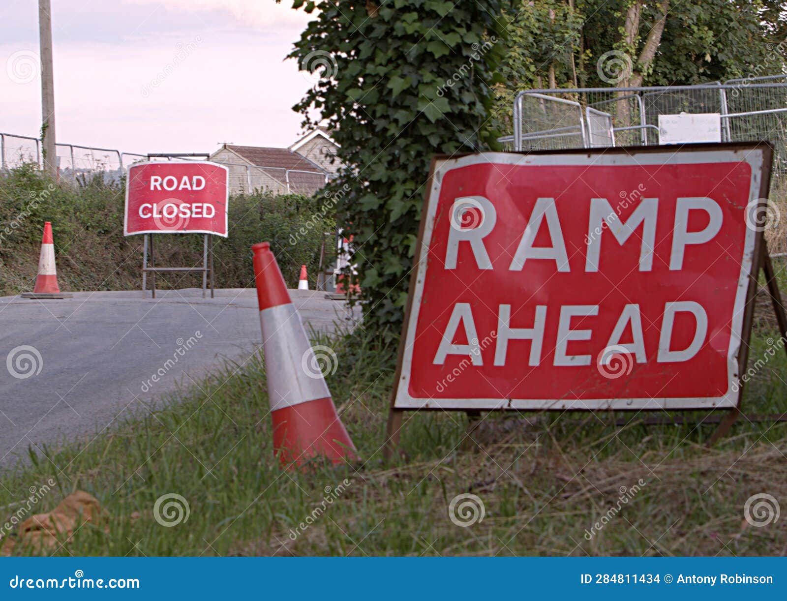 UK Road Works Traffic Signs Stock Photo - Image of site, white: 284811434