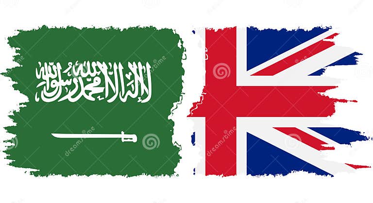 UK and Saudi Arabia Grunge Flags Connection Vector Stock Illustration ...