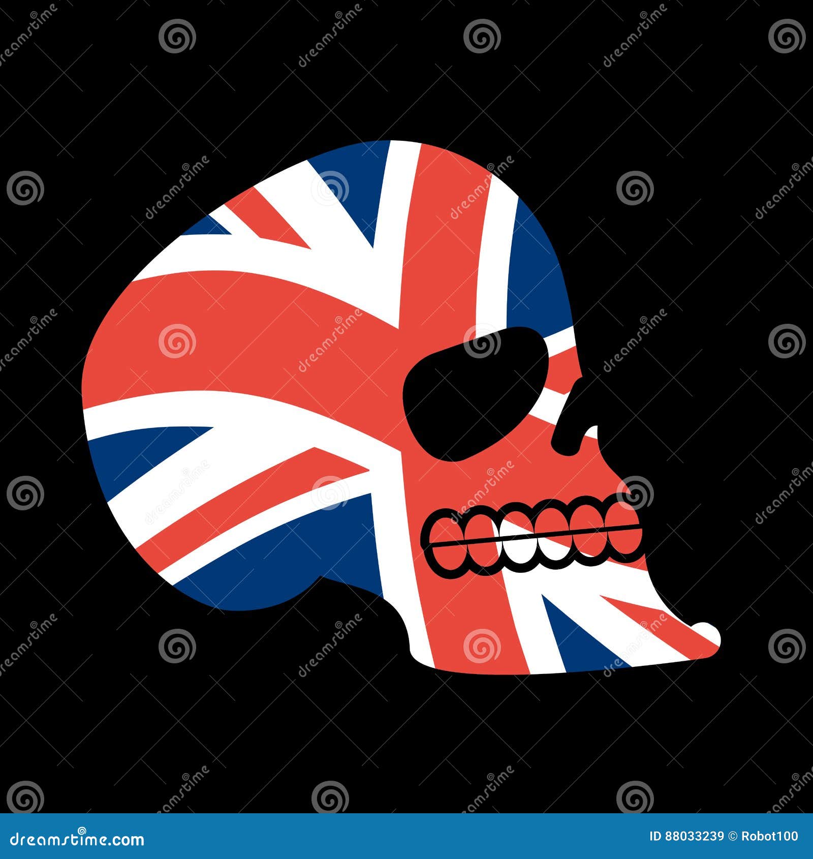 UK Skull. Head of Skeleton and British Flag Stock Vector - Illustration ...