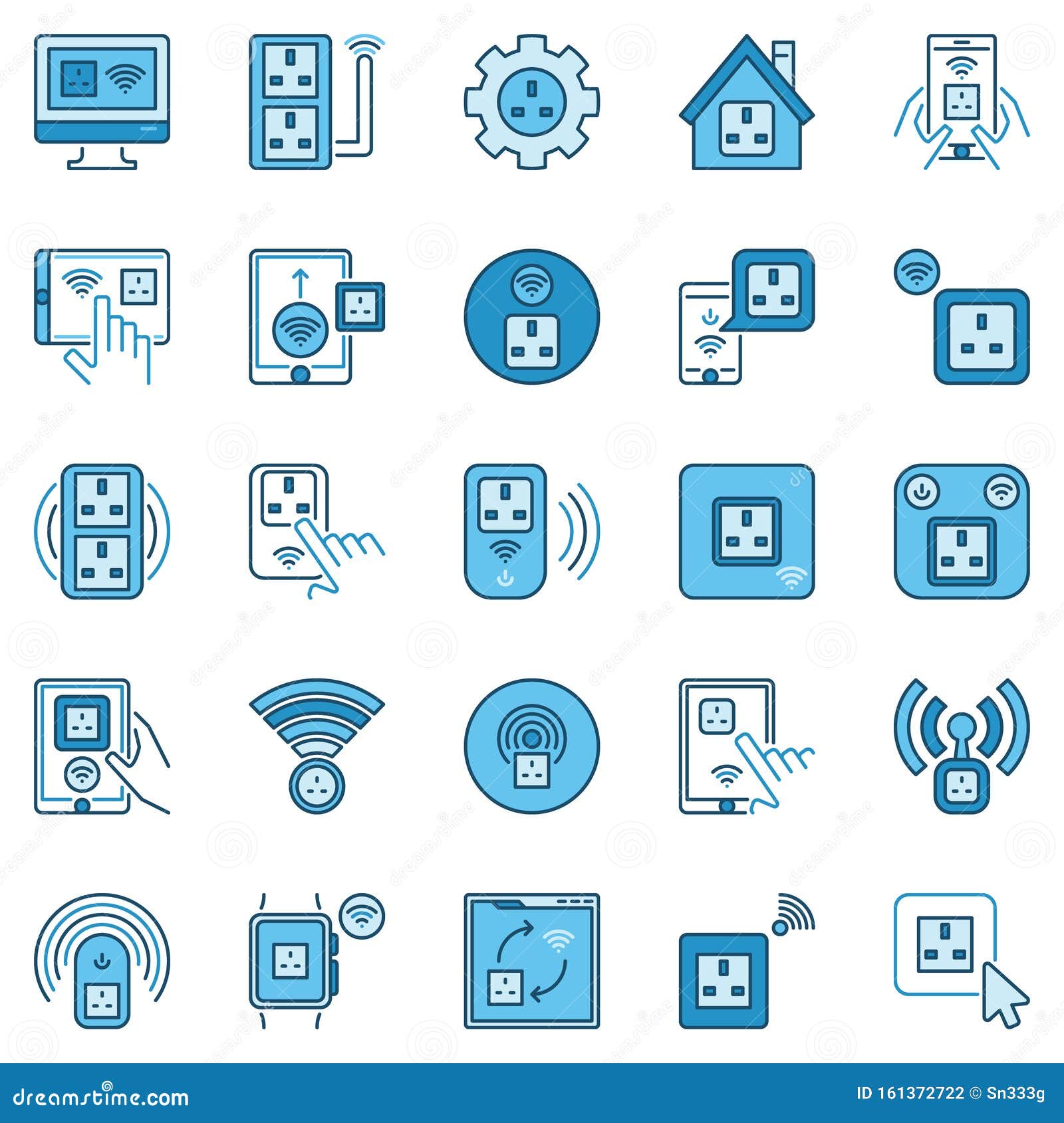 UK Smart Socket Colored Icons Set - Vector Smart Plug Signs Stock Vector - Illustration of ...
