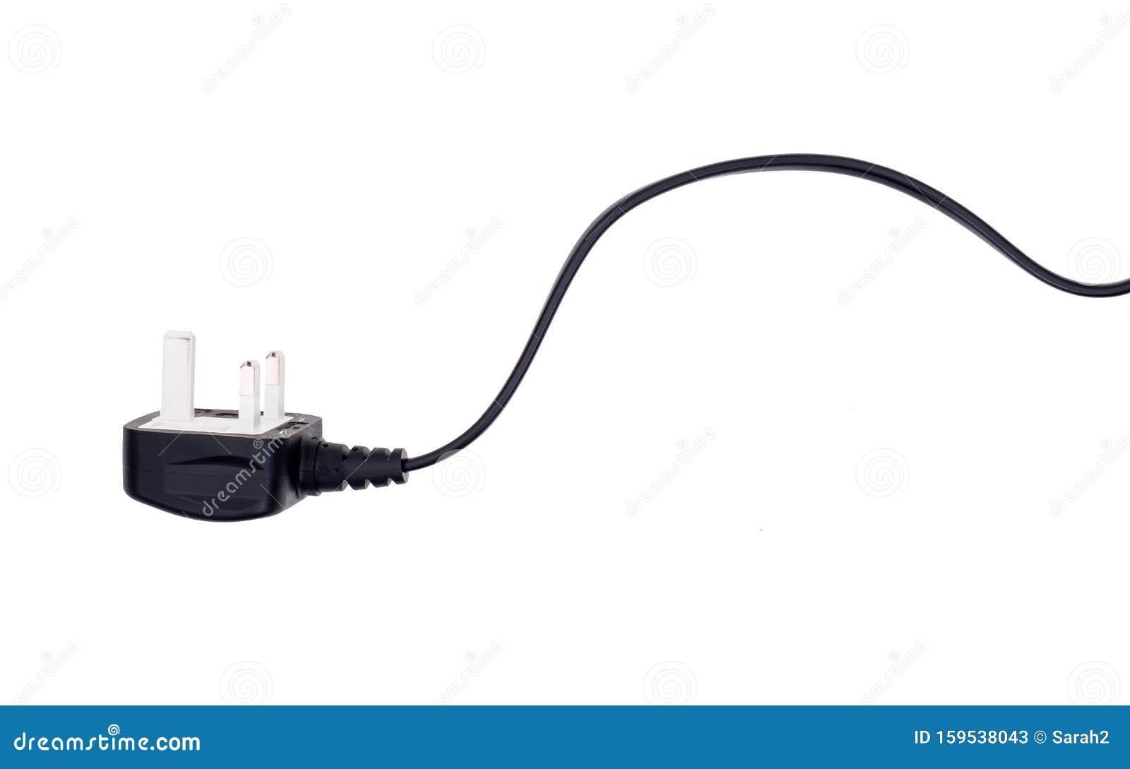 UK Three Pin Electric Plug Isolated on White Background with Flex, Wire ...