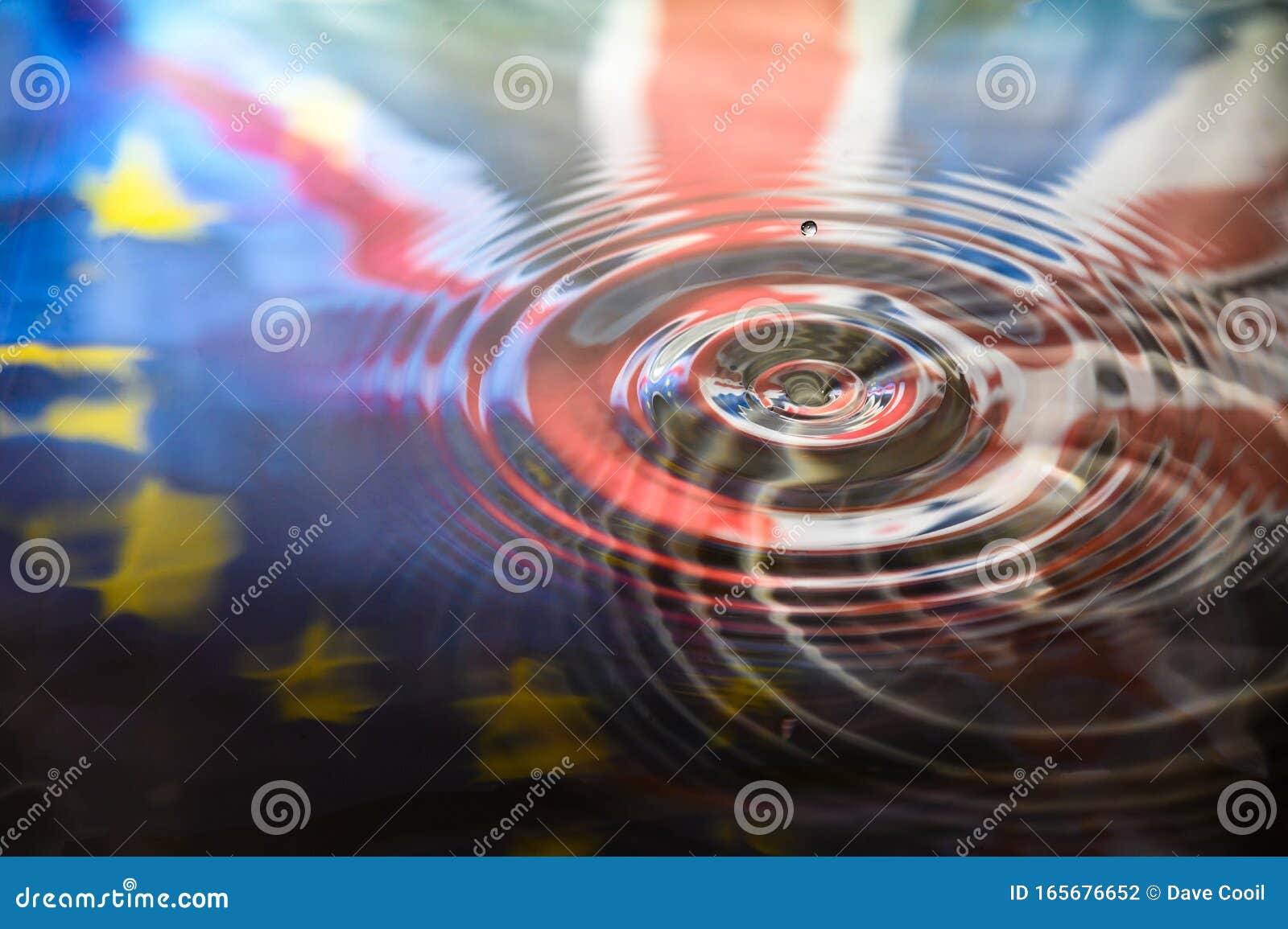UK Union Jack and European Union EU Flags Reflected in Water Splash ...