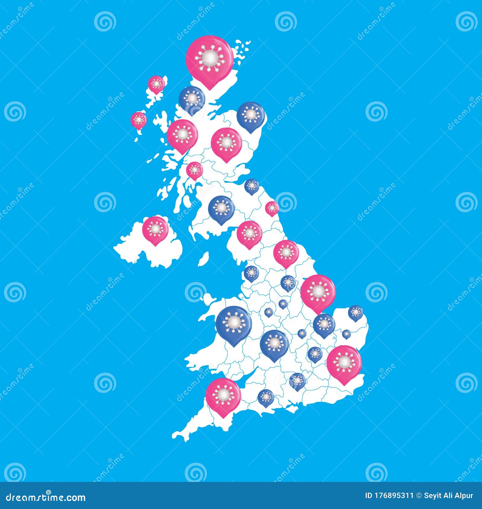 UK virus map stock illustration. Illustration of disease - 176895311