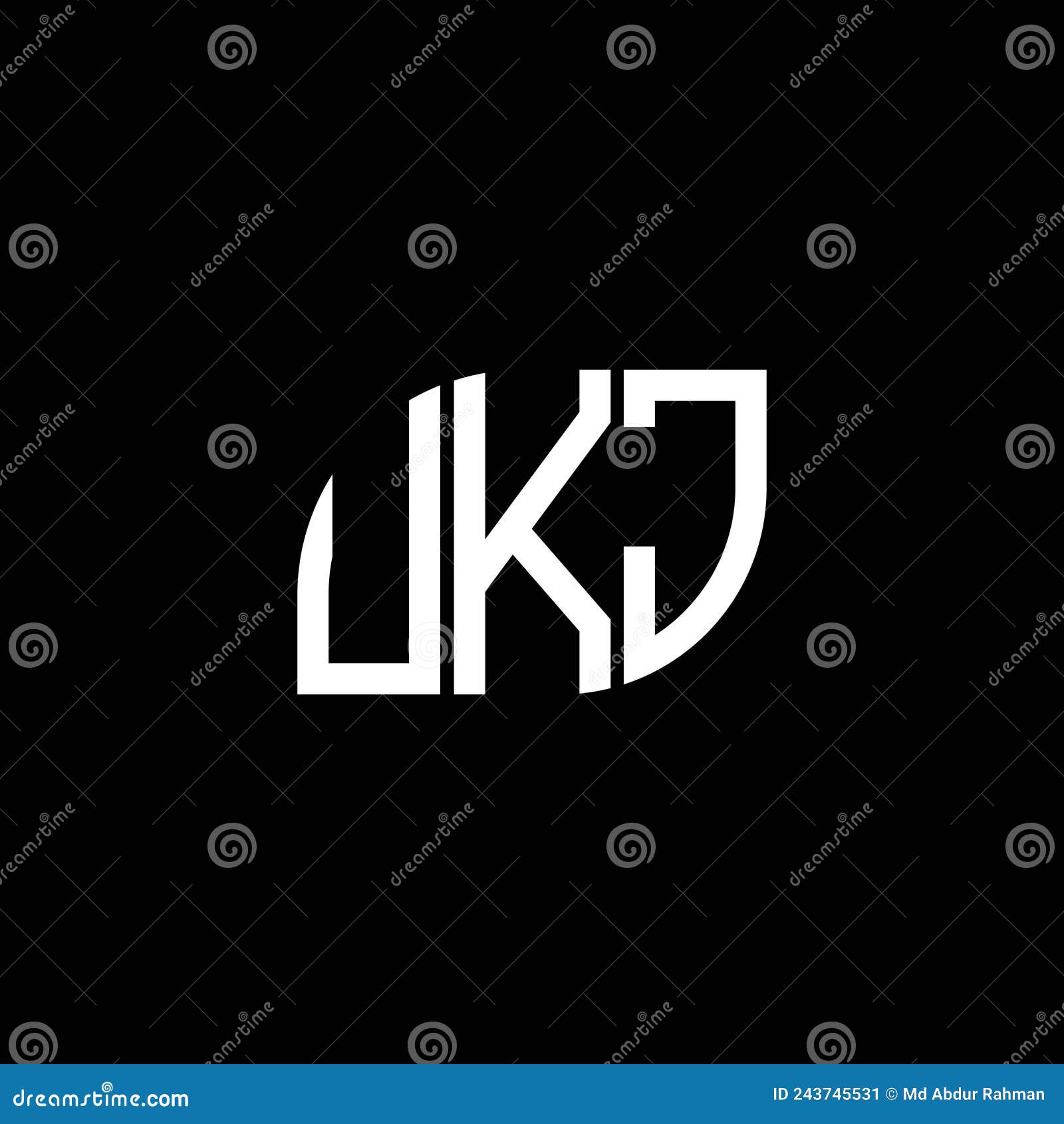 UKJ Letter Logo Design on Black Background. UKJ Creative Initials ...