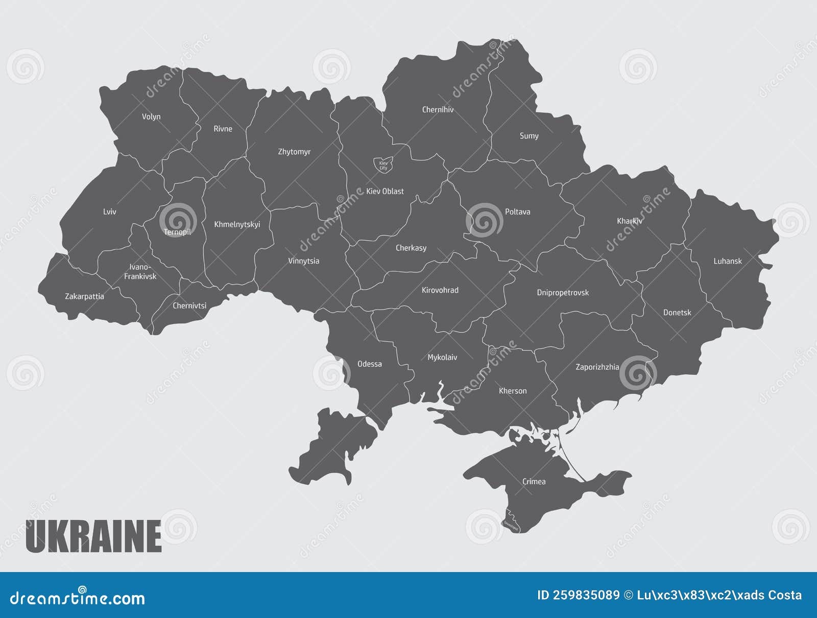 Ukraine administrative map stock vector. Illustration of background ...