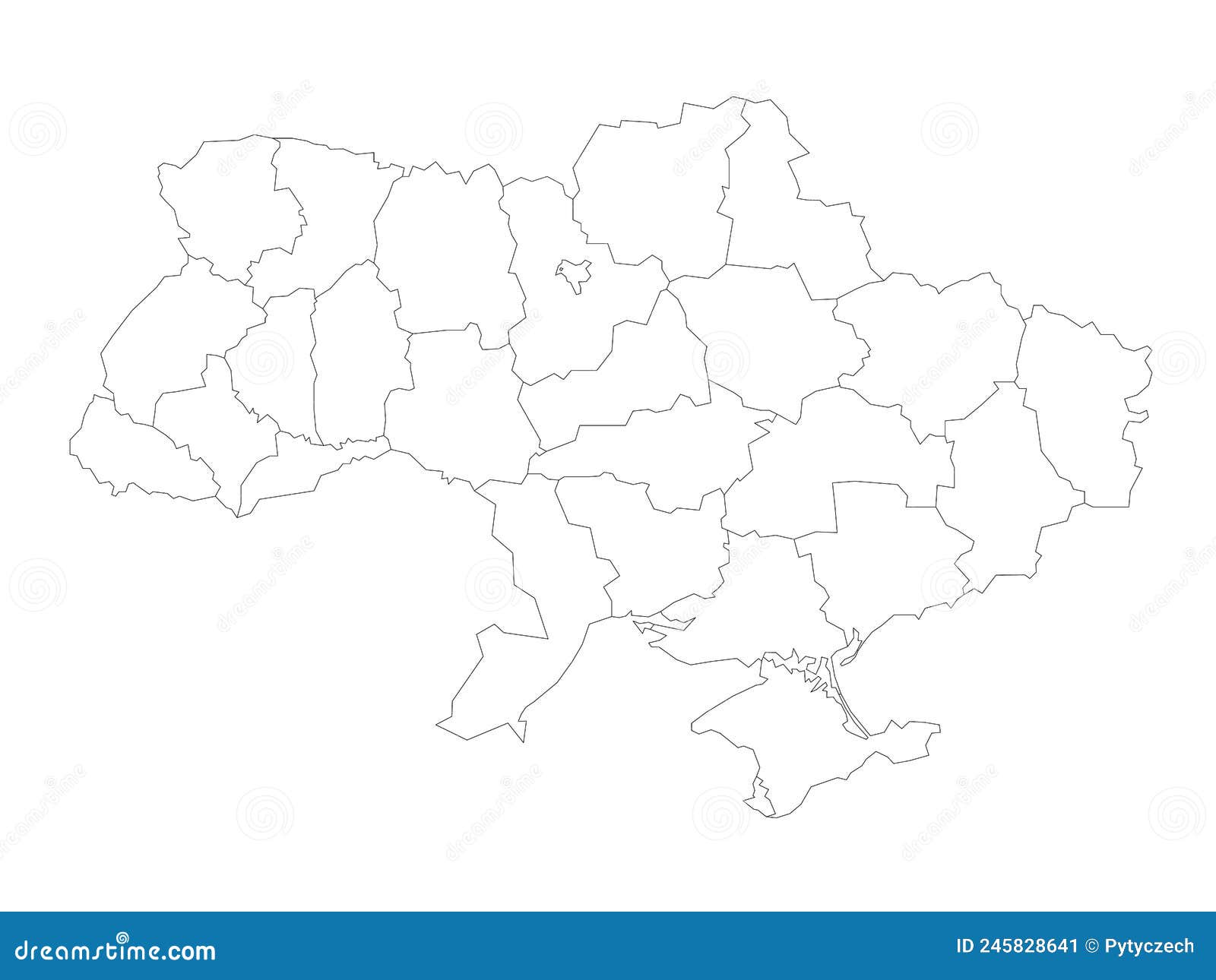 Ukraine Map Administrative Divisions Separates Regions With Names Of ...