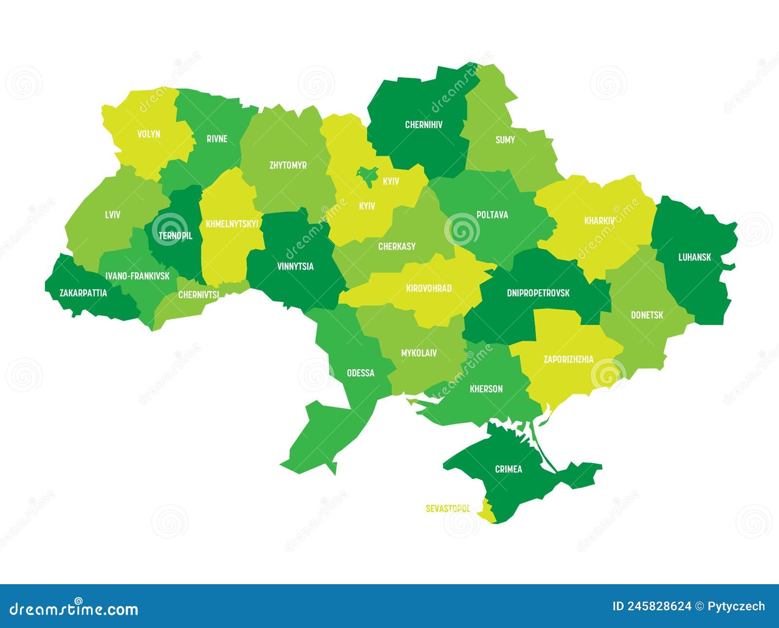 Ukraine - Administrative Map of Oblasts Stock Vector - Illustration of ...
