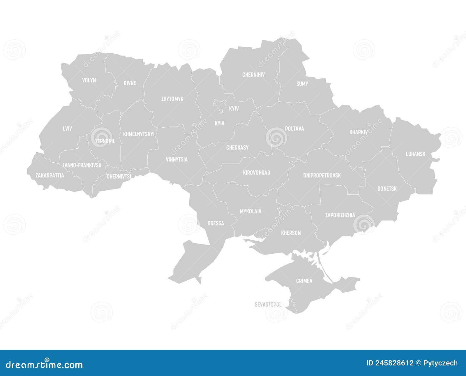 Ukraine - Administrative Map of Oblasts Stock Vector - Illustration of ...