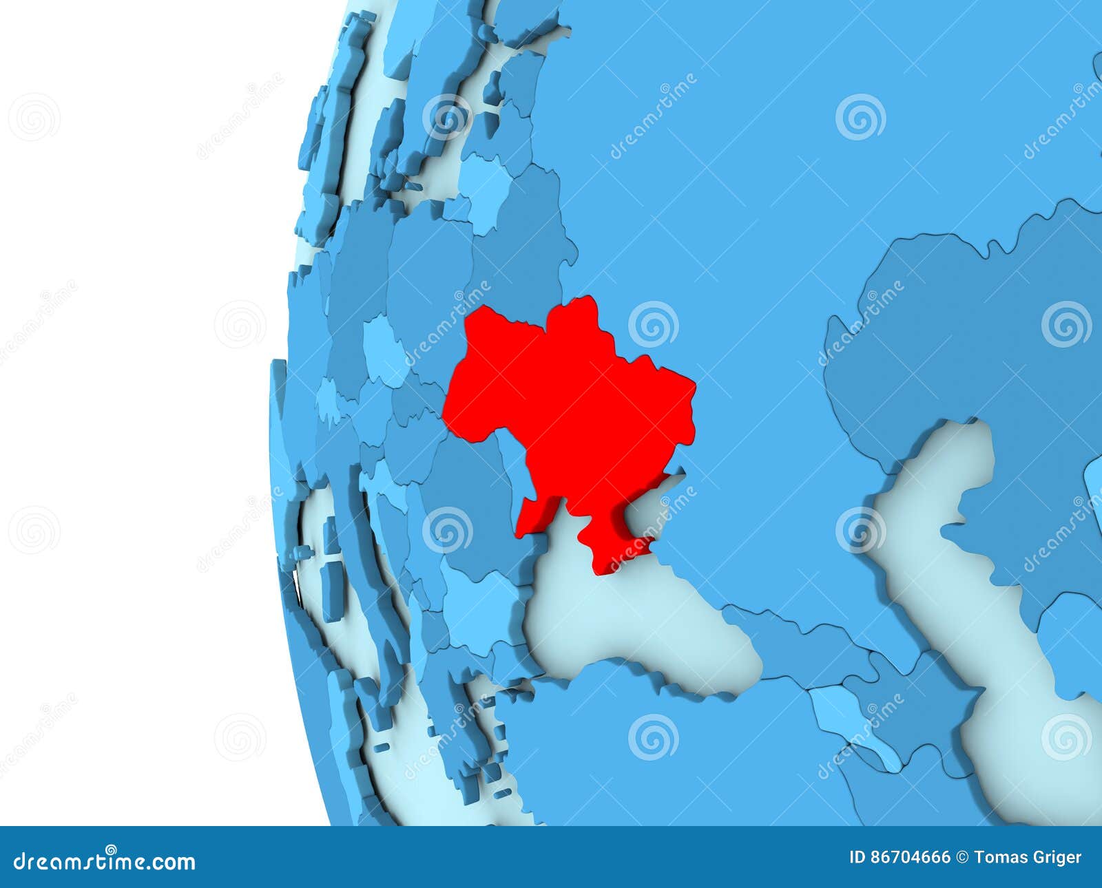 Ukraine on blue globe stock illustration. Illustration of region - 86704666