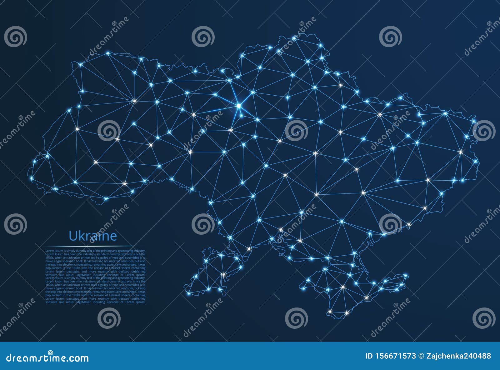 Ukraine Communication Network Map. Vector Low Poly Image of a Global ...