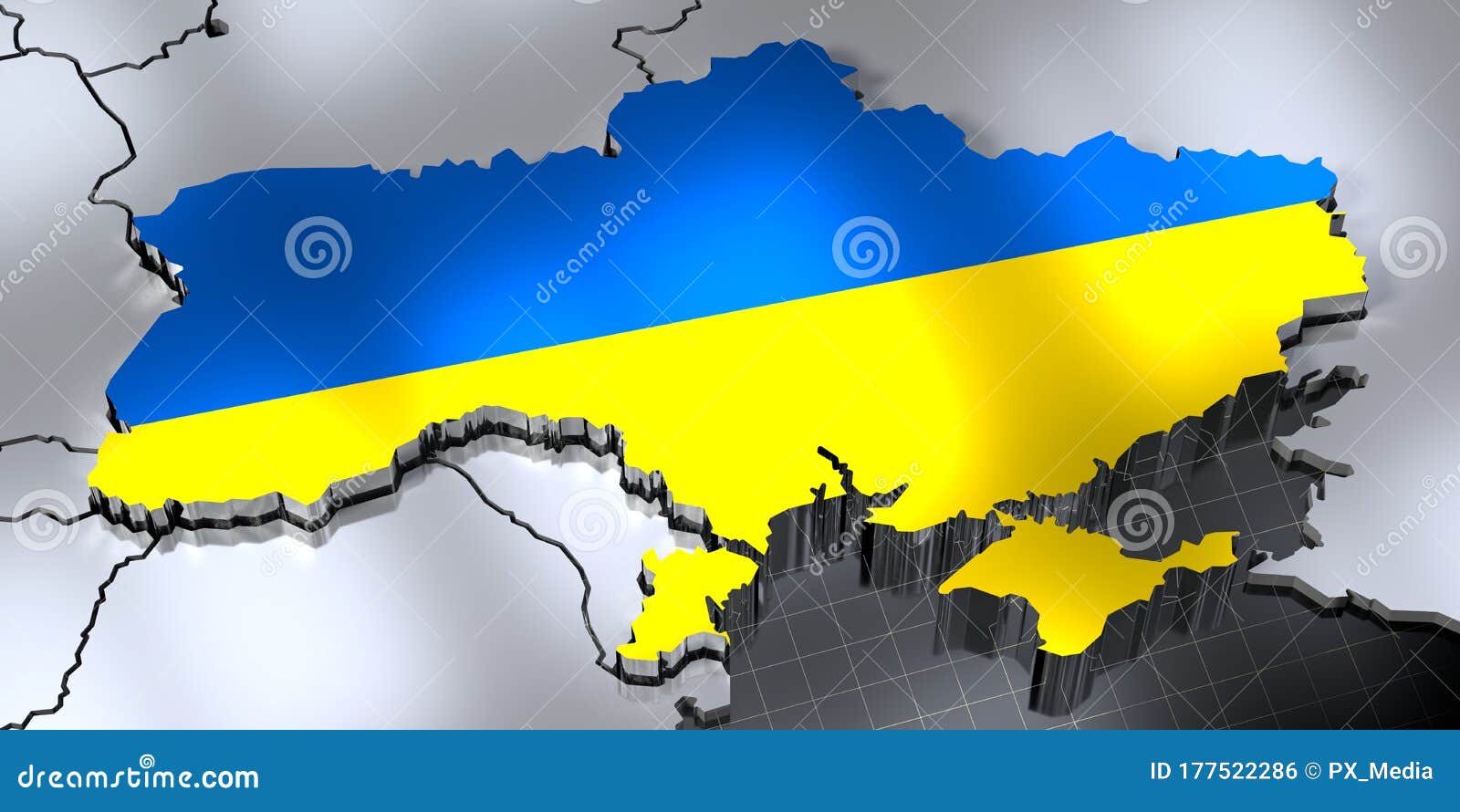 Ukraine - Country Borders and Flag Stock Illustration - Illustration of ...