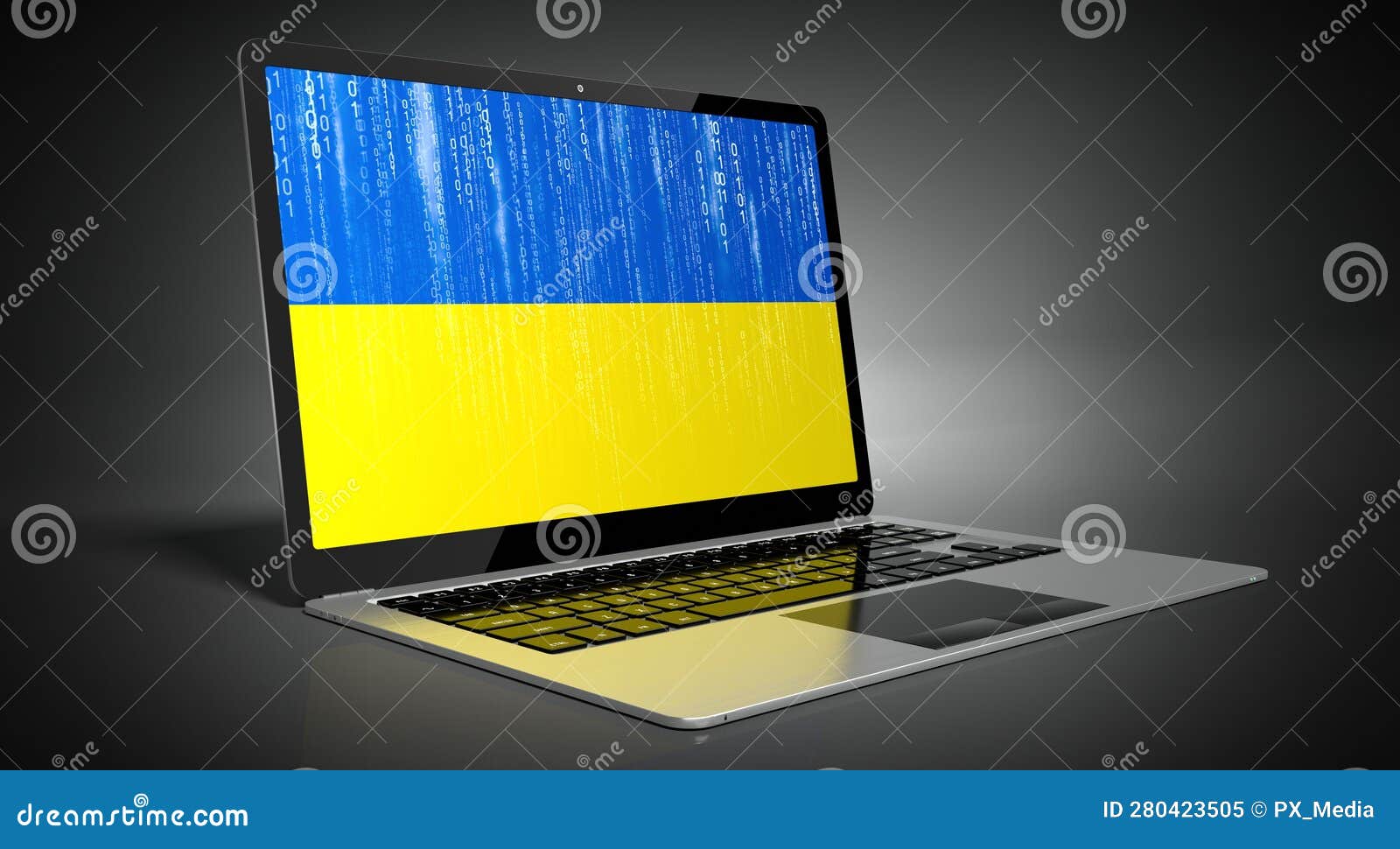 Ukraine - Country Flag and Binary Code on Laptop Screen Stock ...