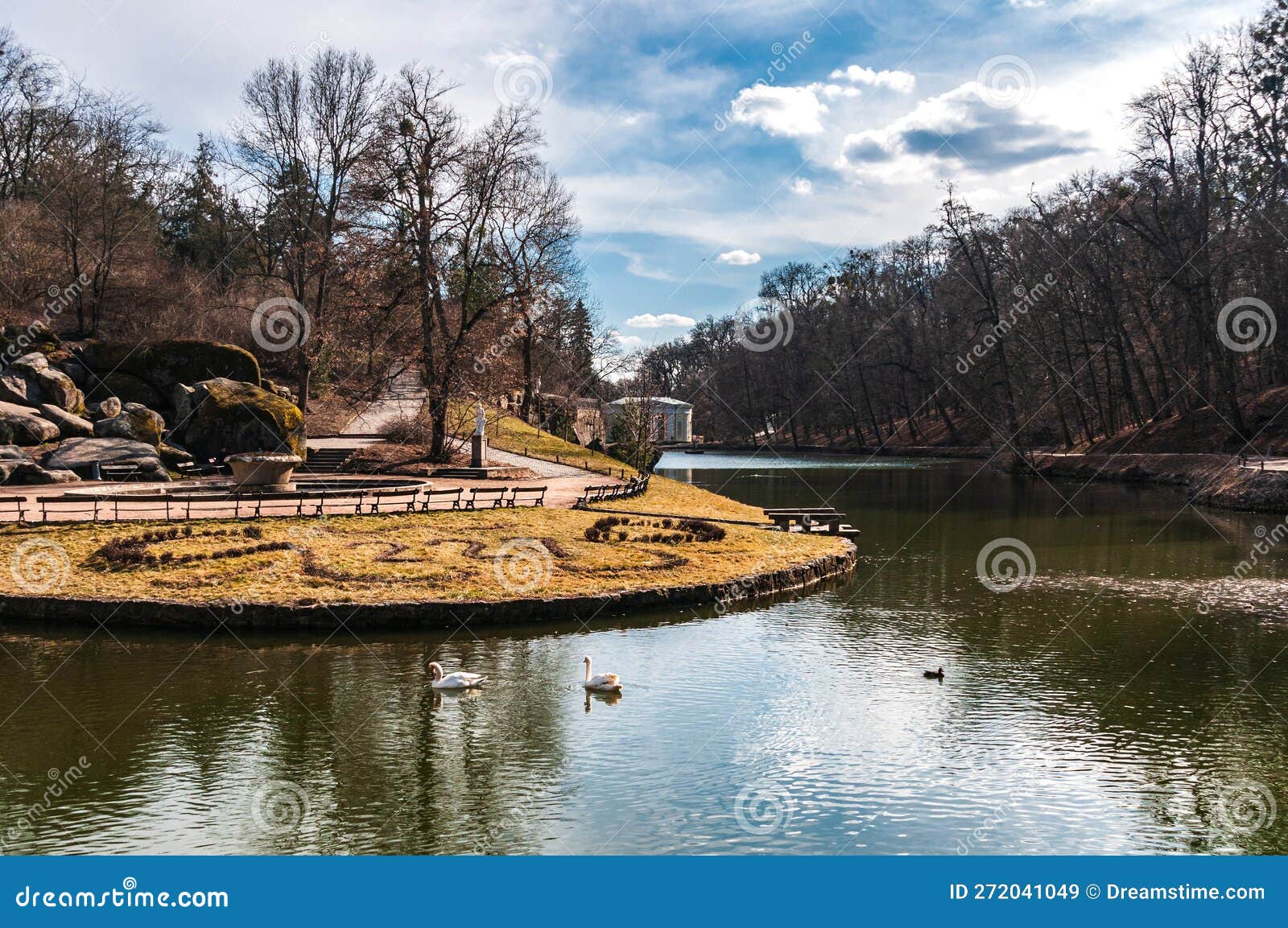 Ukraine.Early Spring in Sofievsky Park.Lake in the Park Surrounded by ...