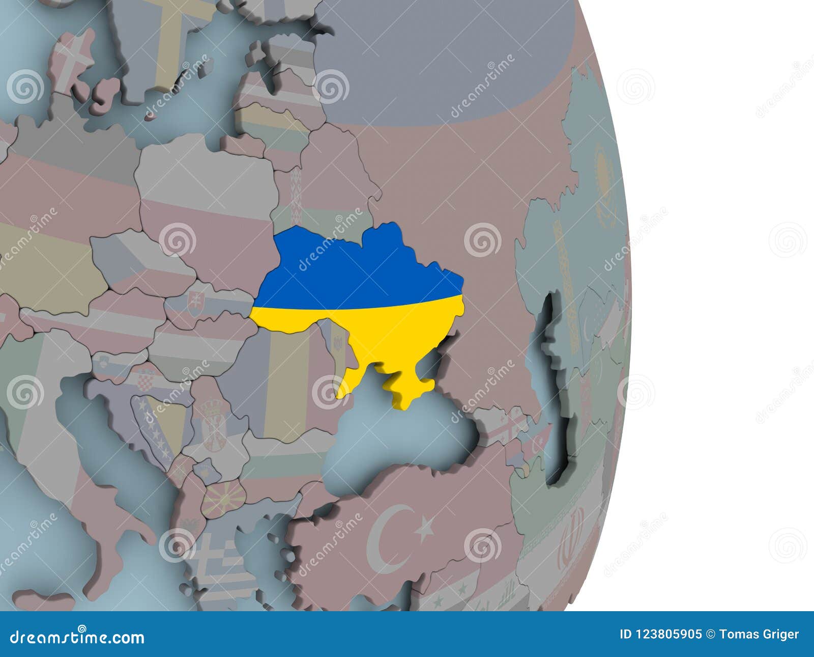 Map of Ukraine on Political Globe with Flag Stock Illustration ...