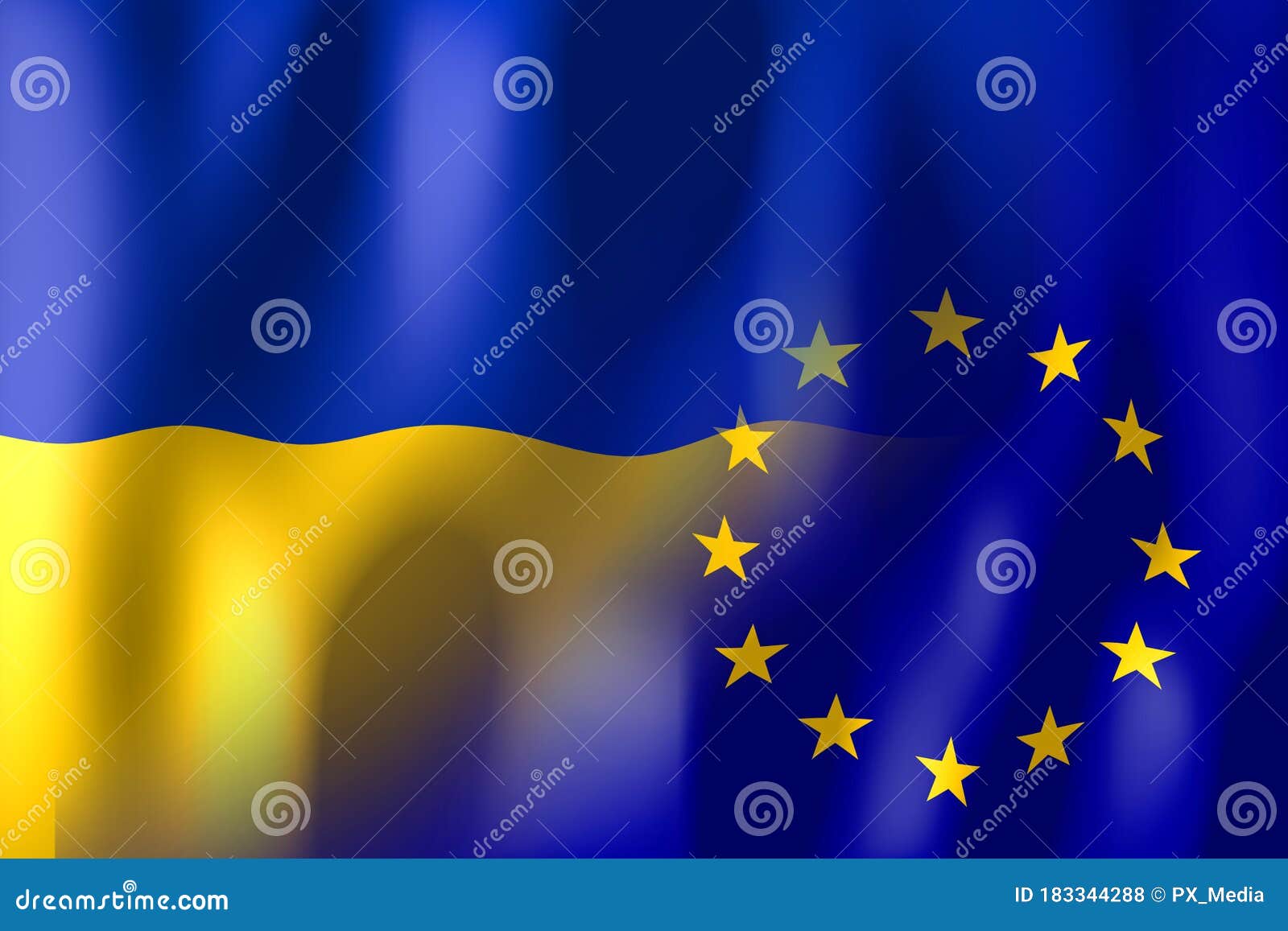 Ukraine and European Union Flags Stock Illustration - Illustration of ...