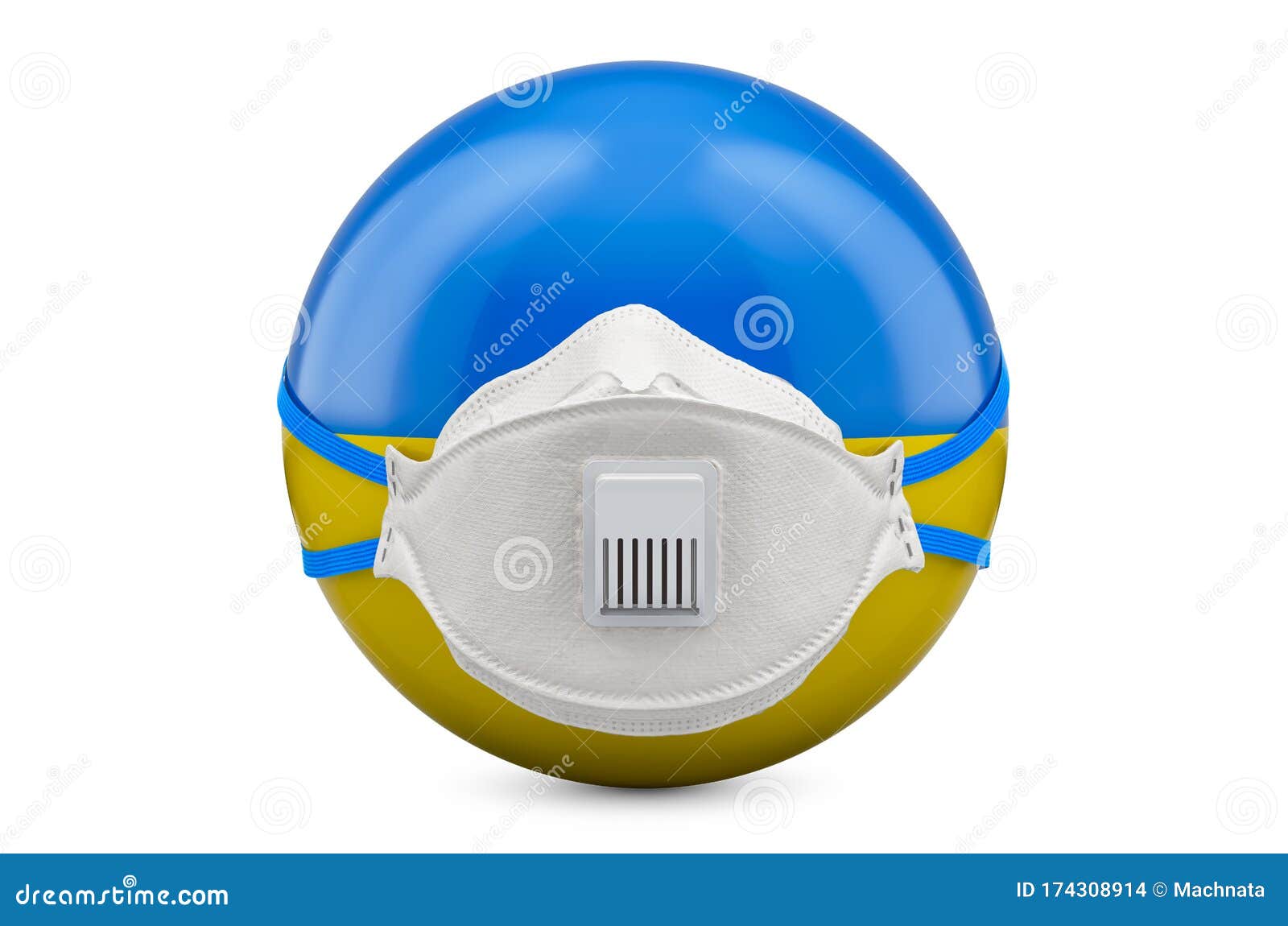 Ukraine with Filtering Half Face Mask, Respirator. 3D Rendering Stock ...