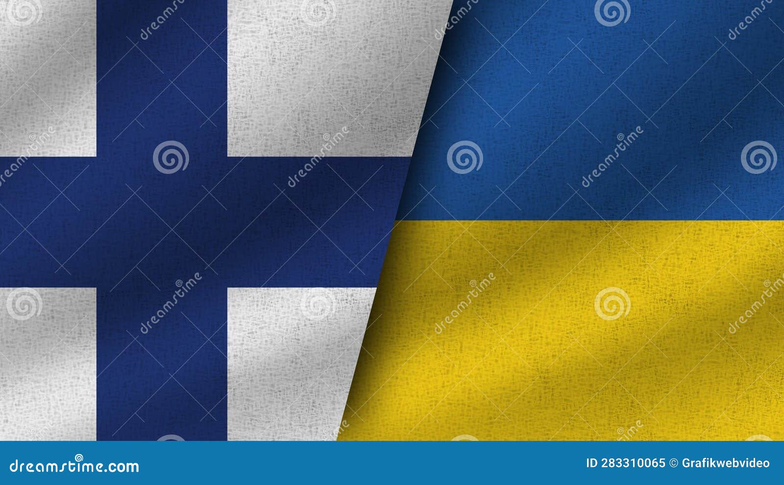 Ukraine and Finland Realistic Two Flags Together Stock Illustration ...