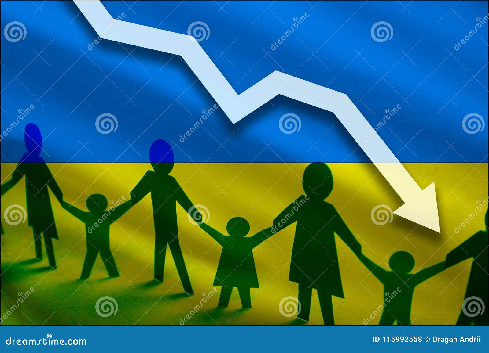 Chart With Red Down Arrow Isolated On White Background. Falling Growth ...