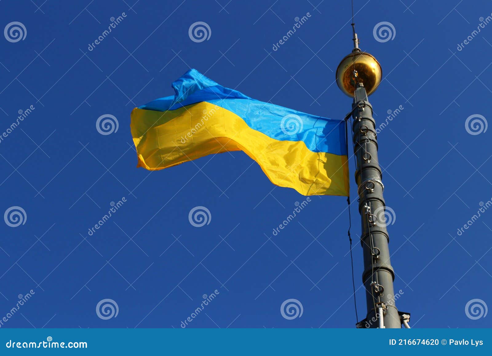 Ukraine Flag on Blue Sky Background Stock Photo - Image of national ...