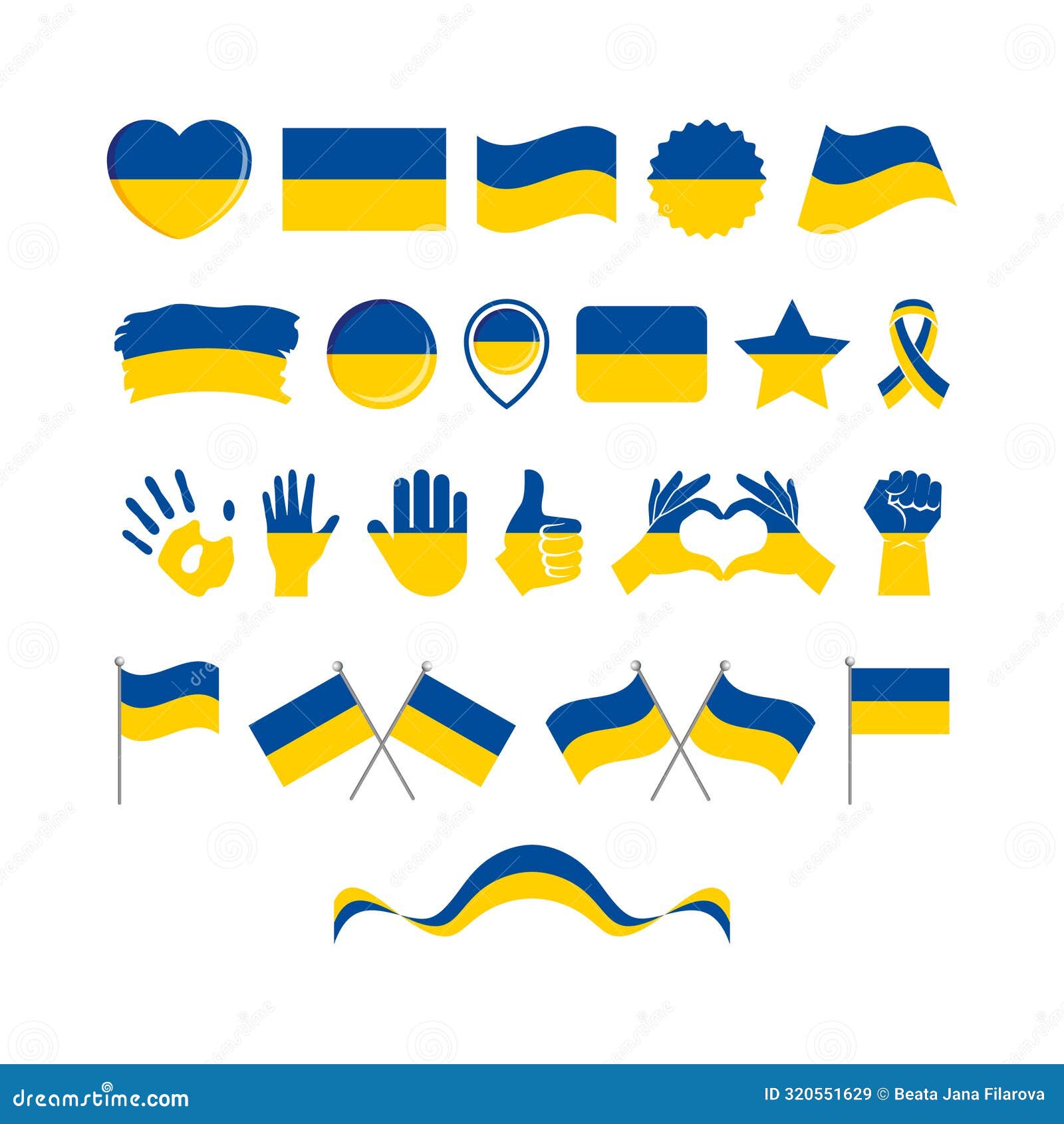 Flag of Ukraine Icon Set Vector Isolated on a White Background Stock ...