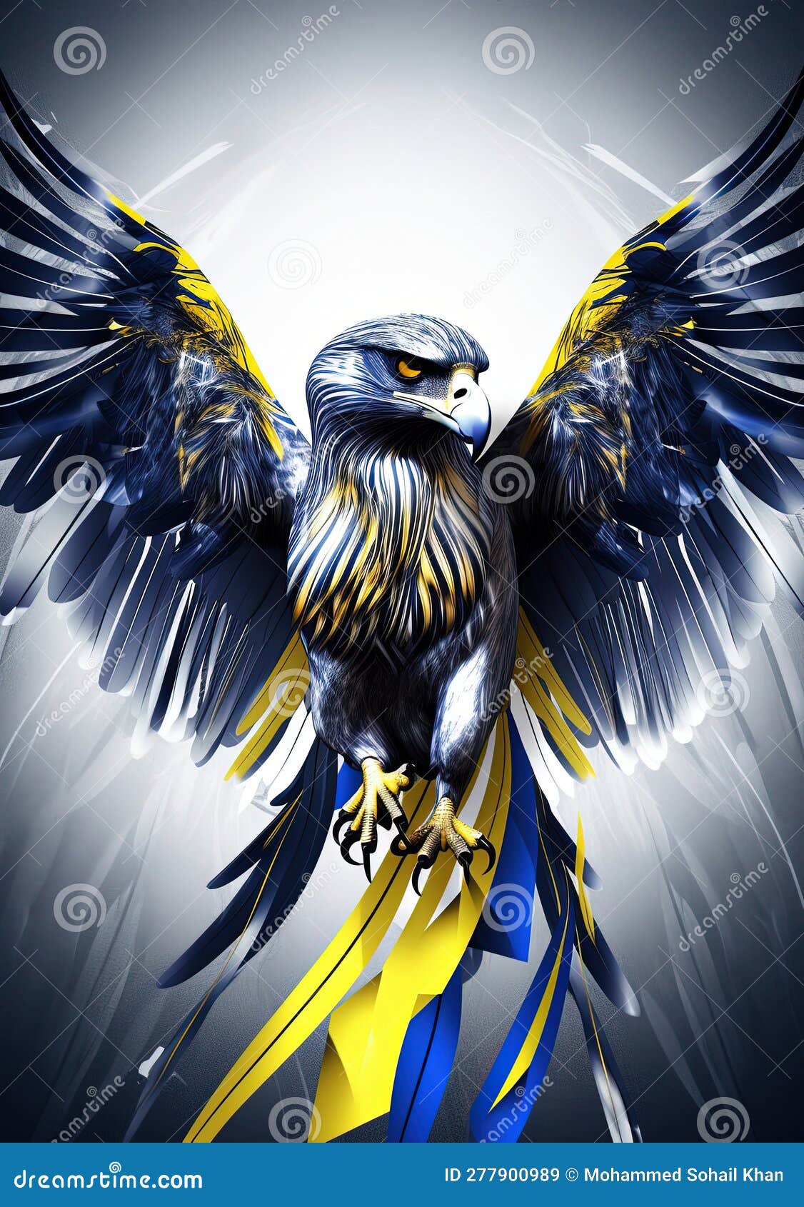 Ukraine Flag Falcon Victory AI Generative Stock Illustration ...