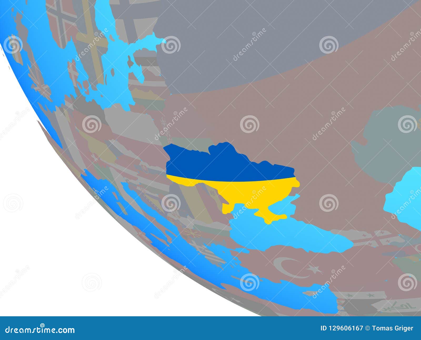 Ukraine with flag on globe stock illustration. Illustration of globe ...