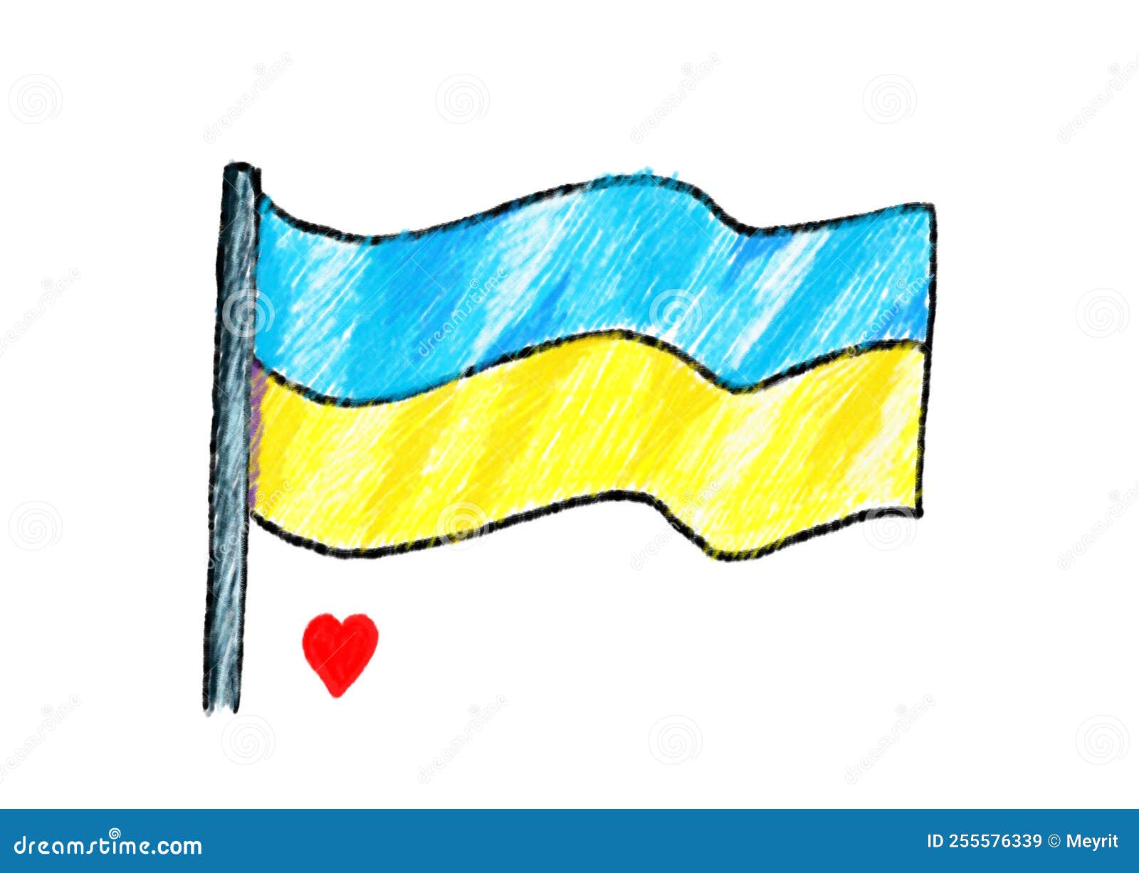 Ukraine Flag Isolated, Doodle Drawing Stock Illustration - Illustration ...