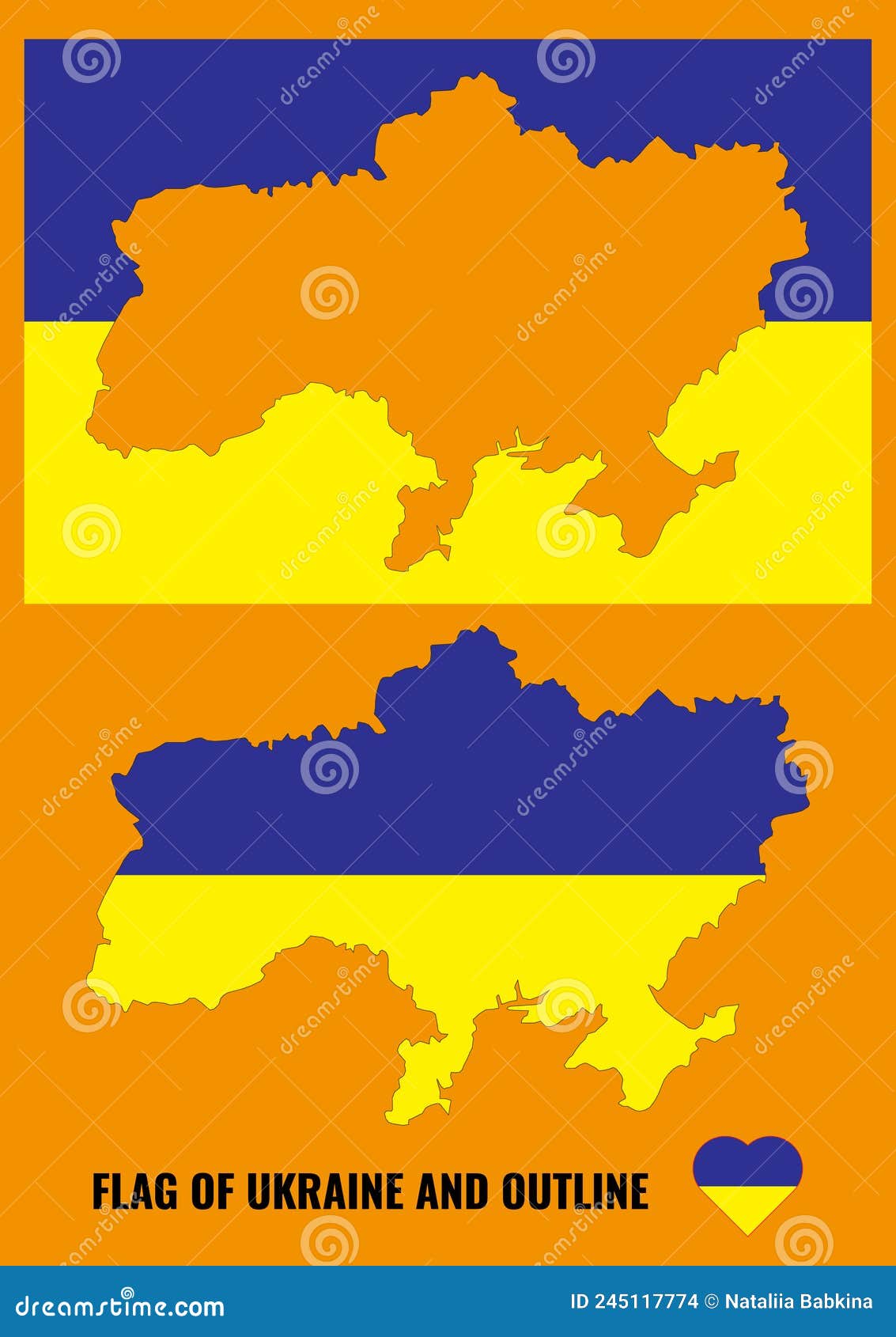 Ukraine Flag and Outline. Flag Map of Ukraine Stock Vector ...
