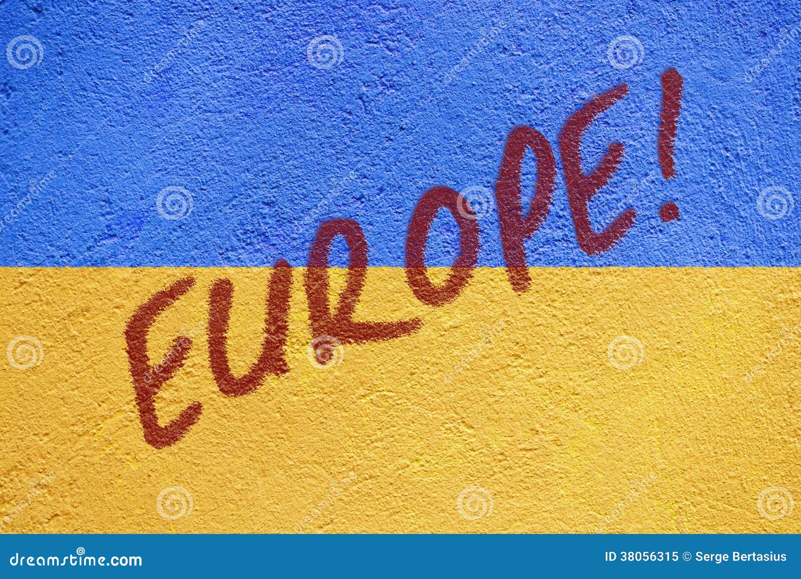 Ukraine Flag Painted on Old Concrete Wall with EUROPE Inscription Stock ...
