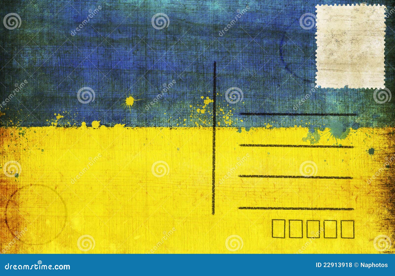 Ukraine flag postcard stock illustration. Illustration of backside ...