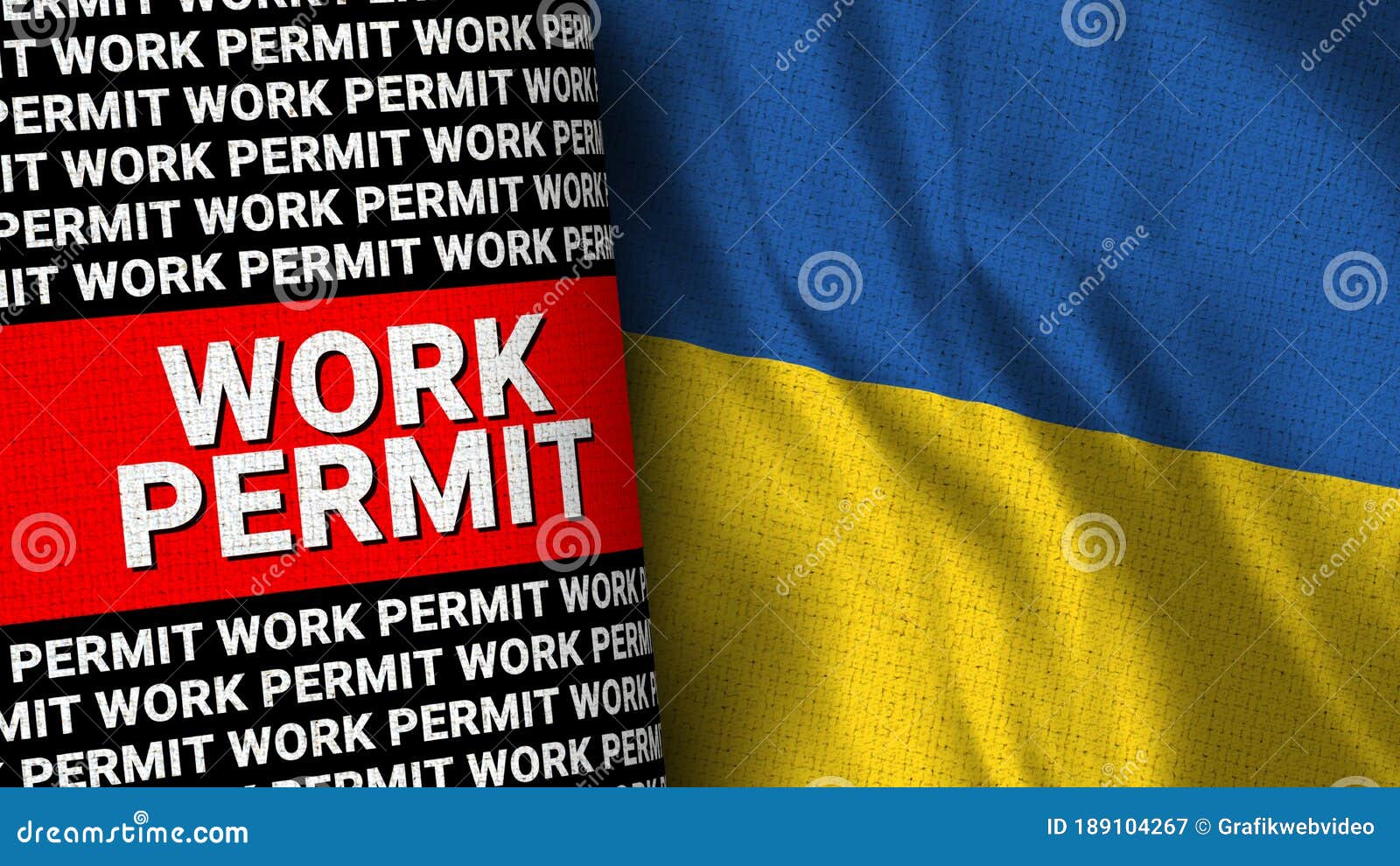 Ukraine Flag with Work Permit Title Stock Illustration - Illustration ...