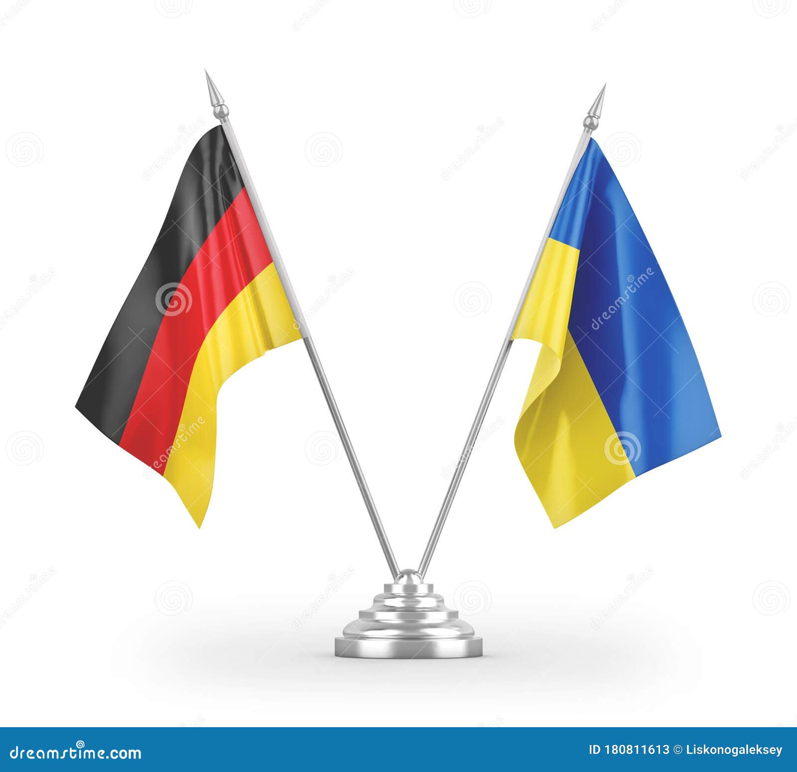 Ukraine and Germany Table Flags Isolated on White 3D Rendering Stock ...