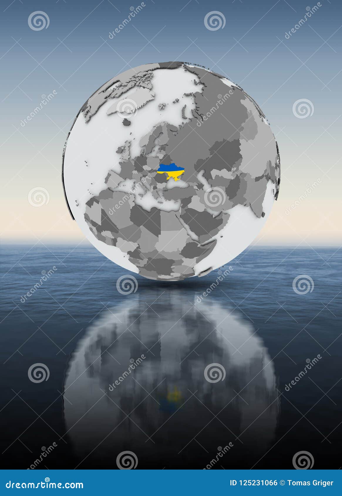 Ukraine on Globe Above Water Stock Illustration - Illustration of ...